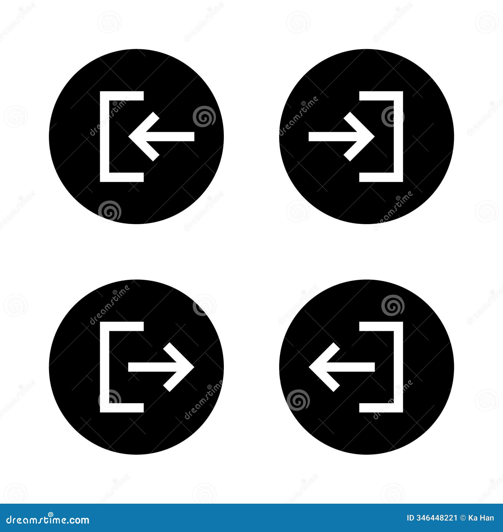 Login and Logout Icon on Black Circle. Sign in and Sign Out Symbol ...
