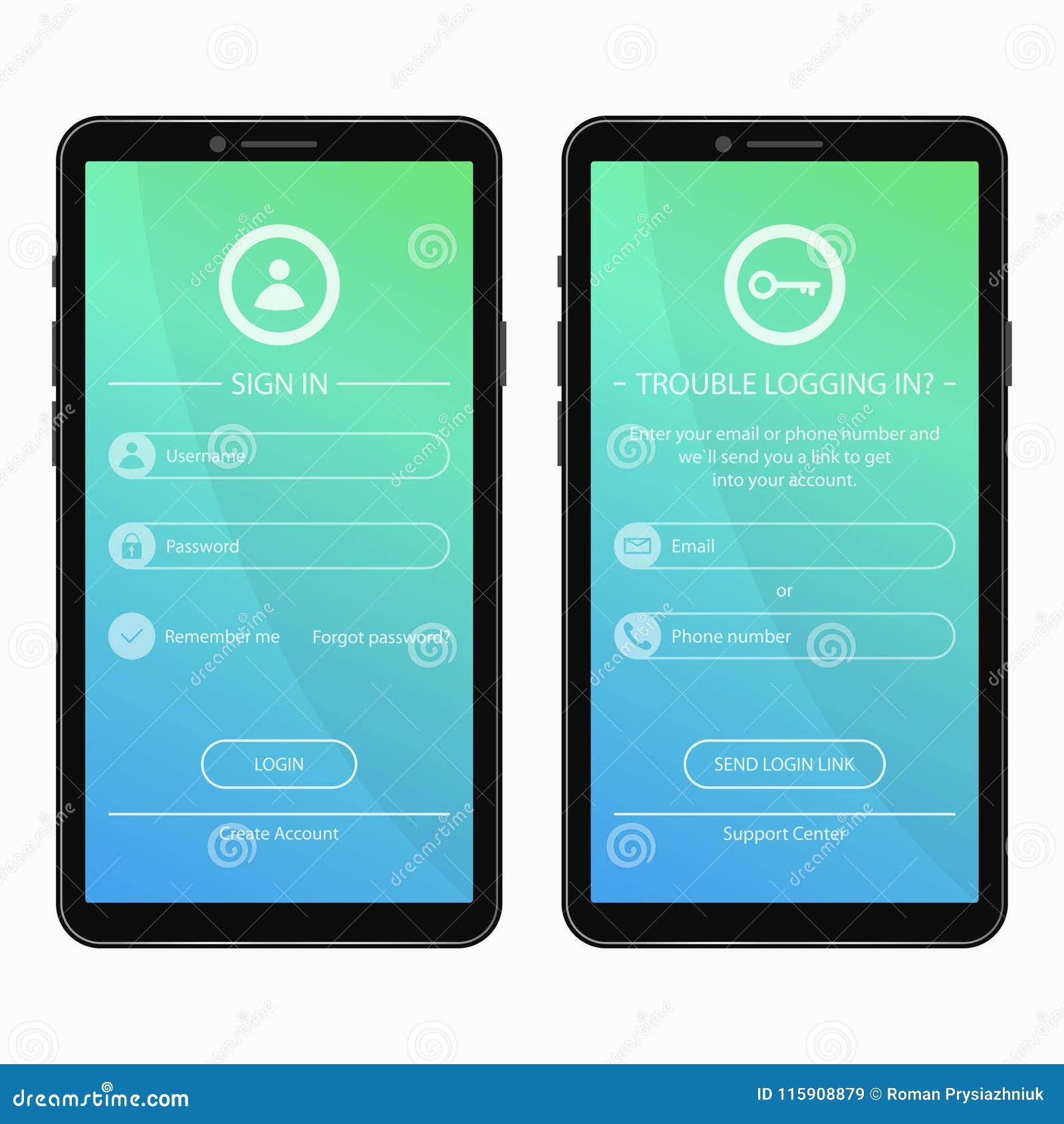 Login Page and Forgot Password Form Design for Mobile App. User ... Login Page and Forgot Password Form Design for Mobile App. User ...