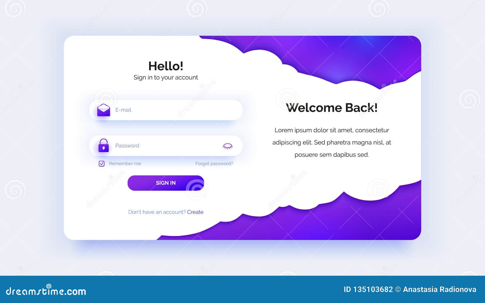The Login Page. Purple Gradient. Sign in Form Stock Vector ...
