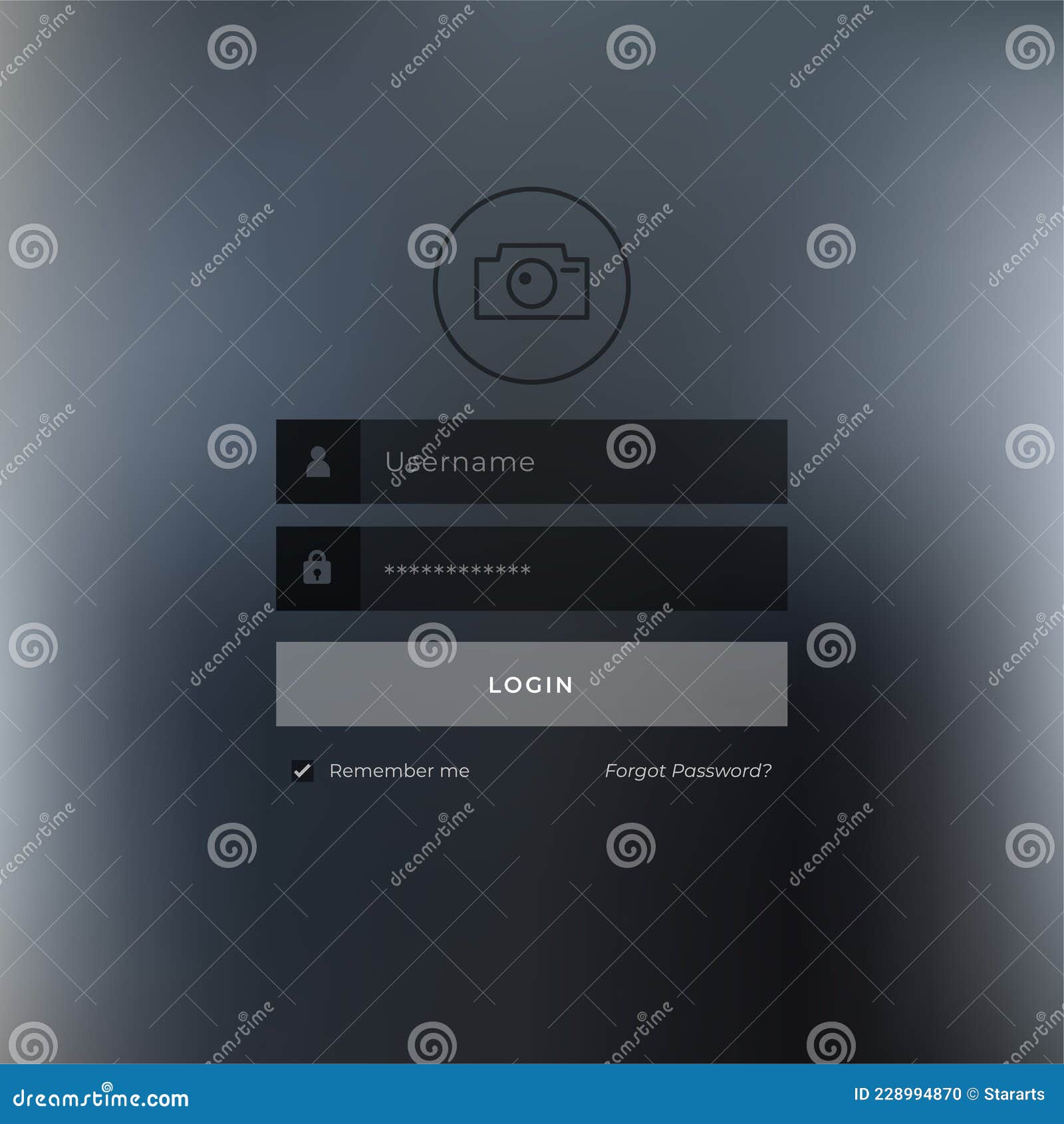 Login Page Template Design for Dark Theme Website or Application Stock ...