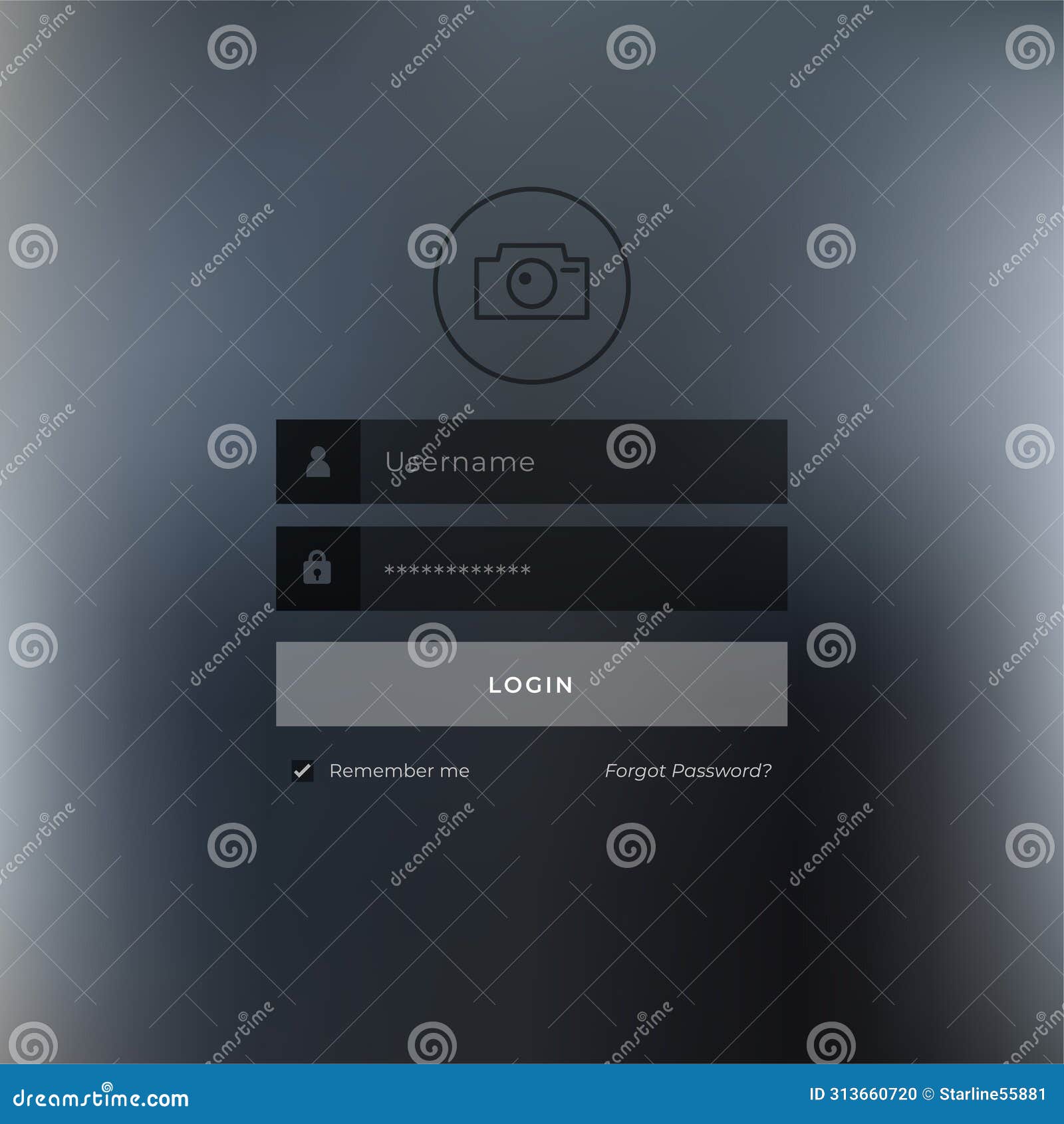 Login Page Template Design for Dark Theme Website or Application Stock ...