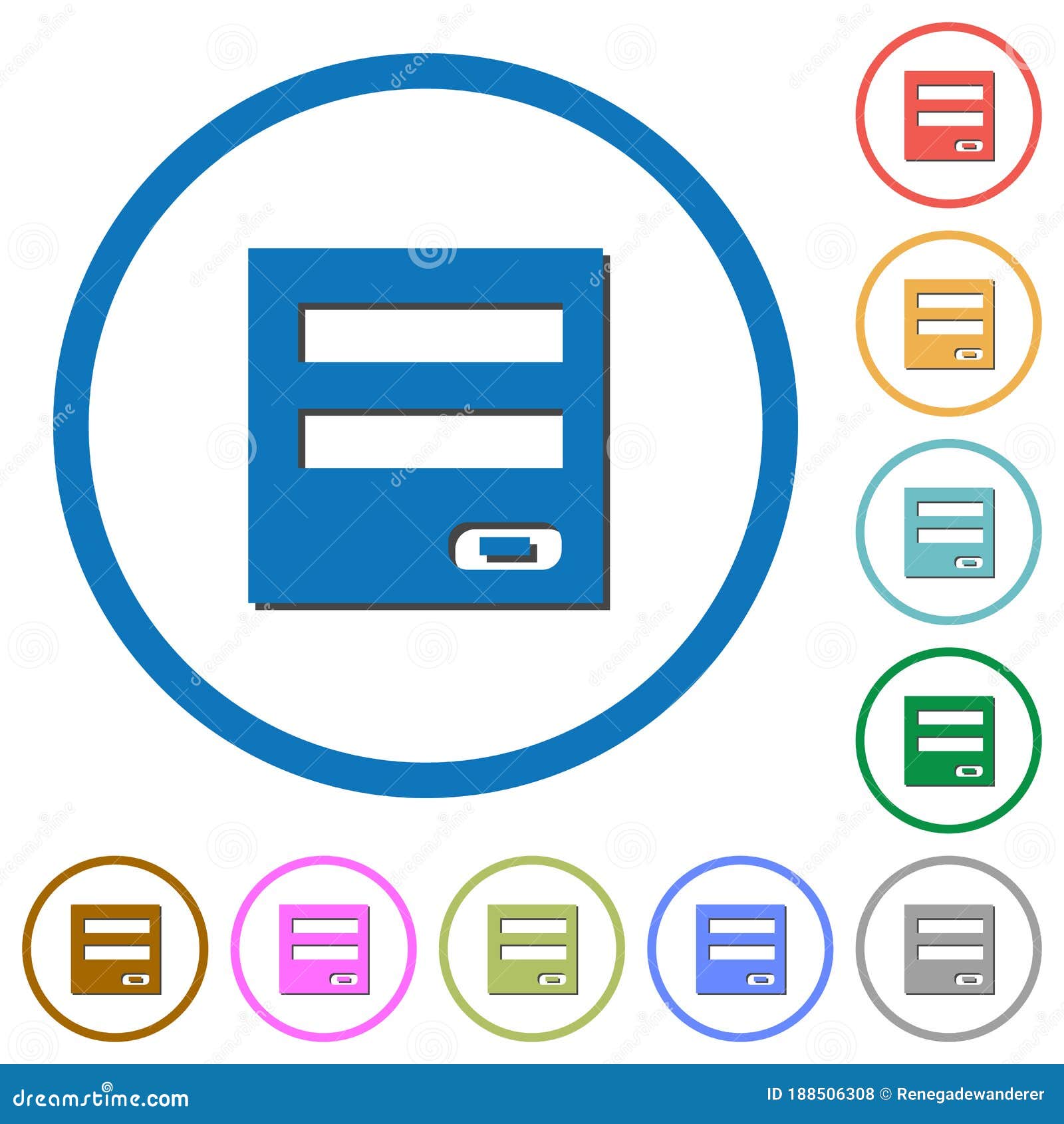 Login Panel Icons with Shadows and Outlines Stock Vector - Illustration ...