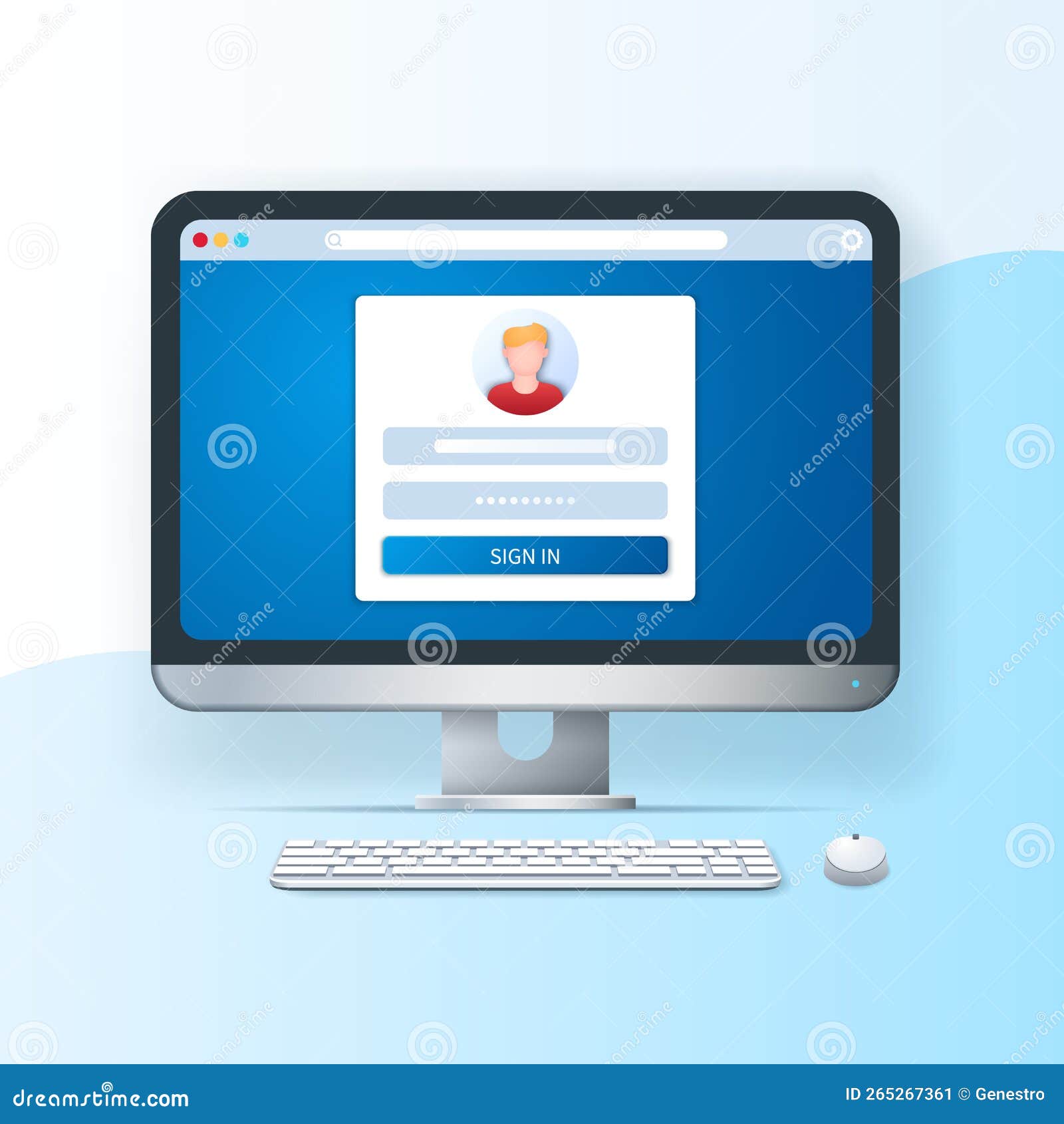 Login and Password Banner in 3D Style Stock Illustration - Illustration ...