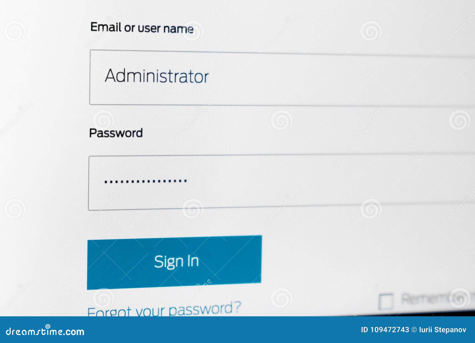 Login and Password Fields on Screen Stock Image - Image of login, field ...