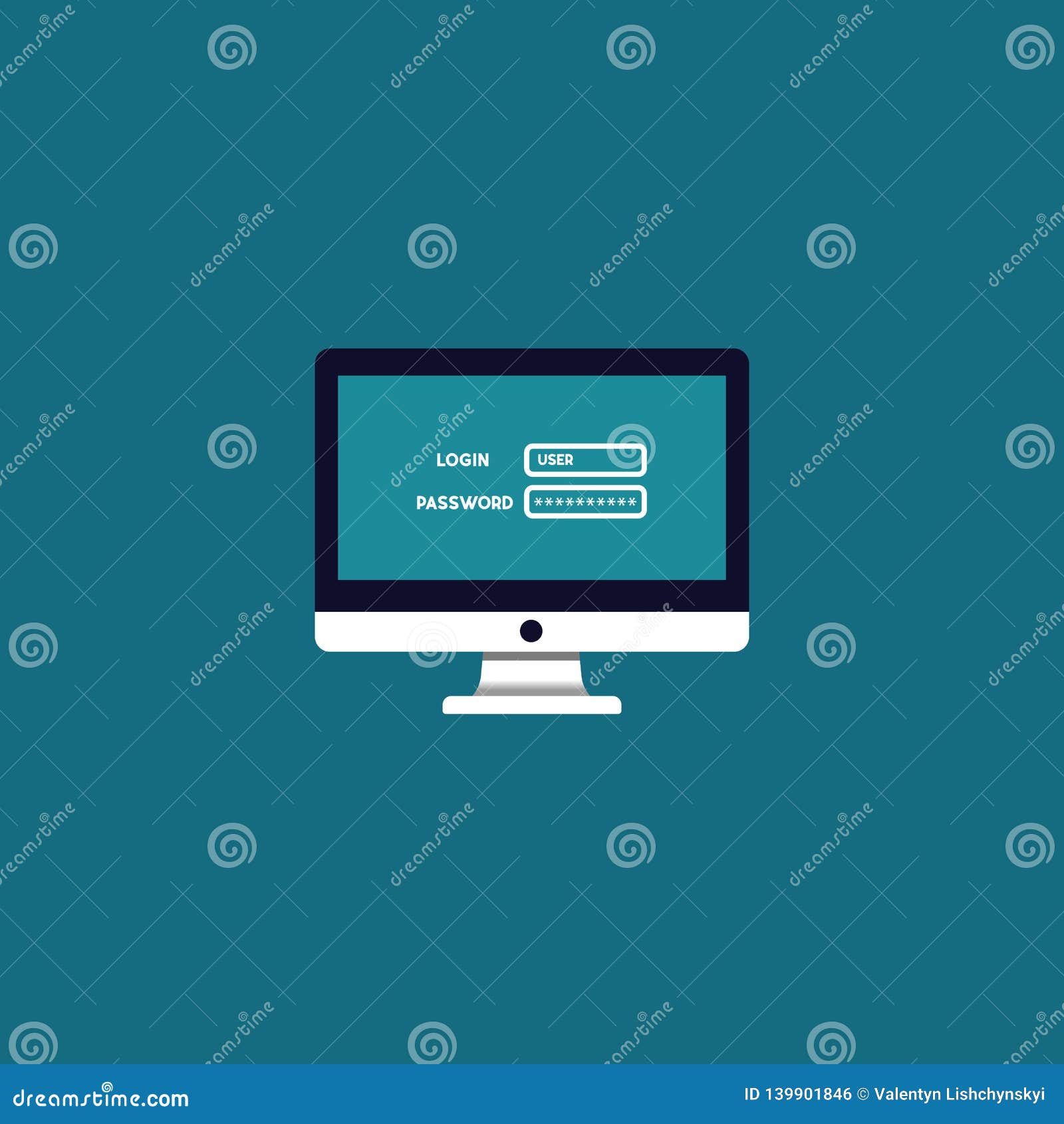 Login and Password on Screen Computer PC. Security Concept. Vector ...