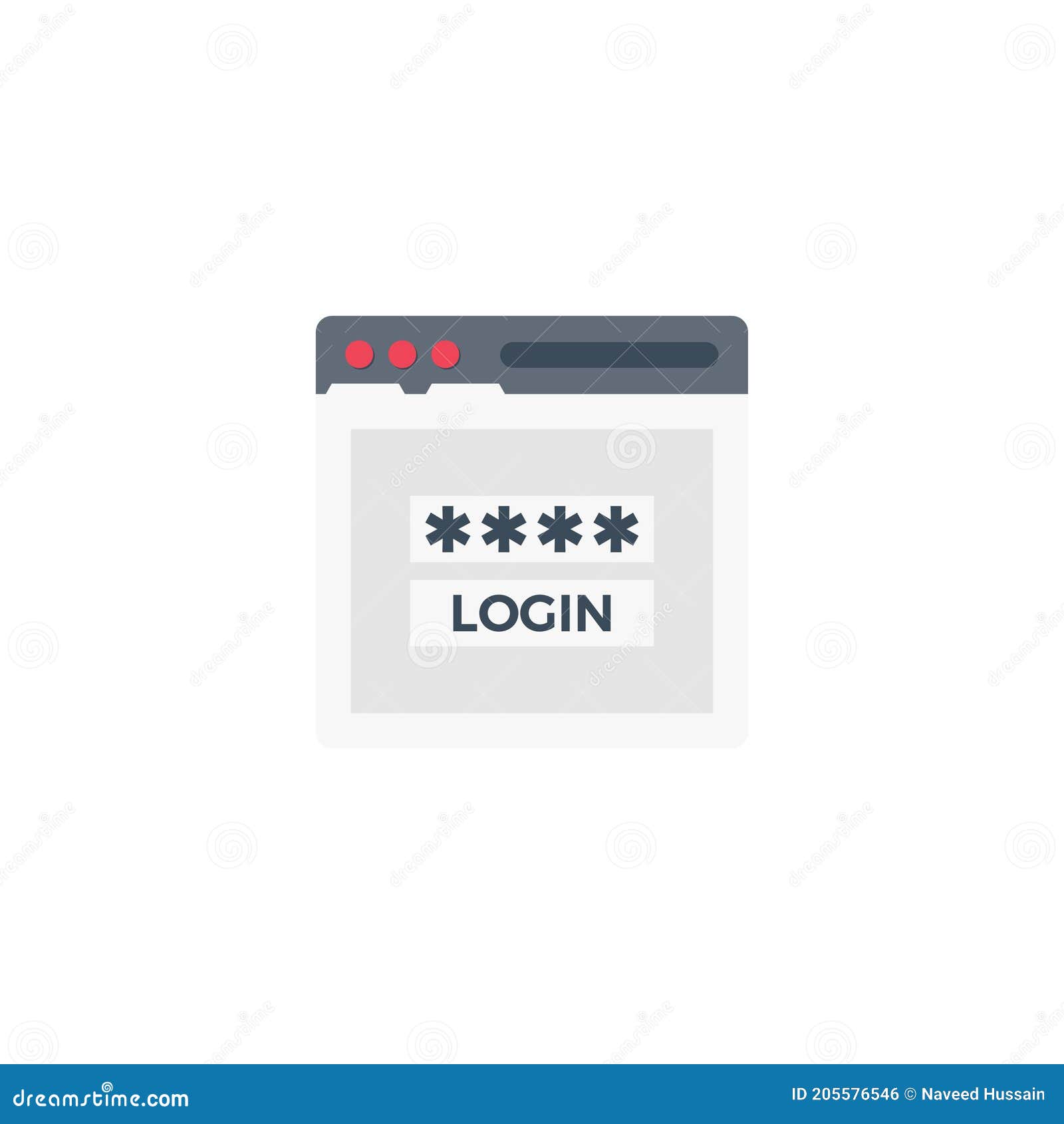 Login Password Vector Flat Colour Icon Stock Vector - Illustration of ...
