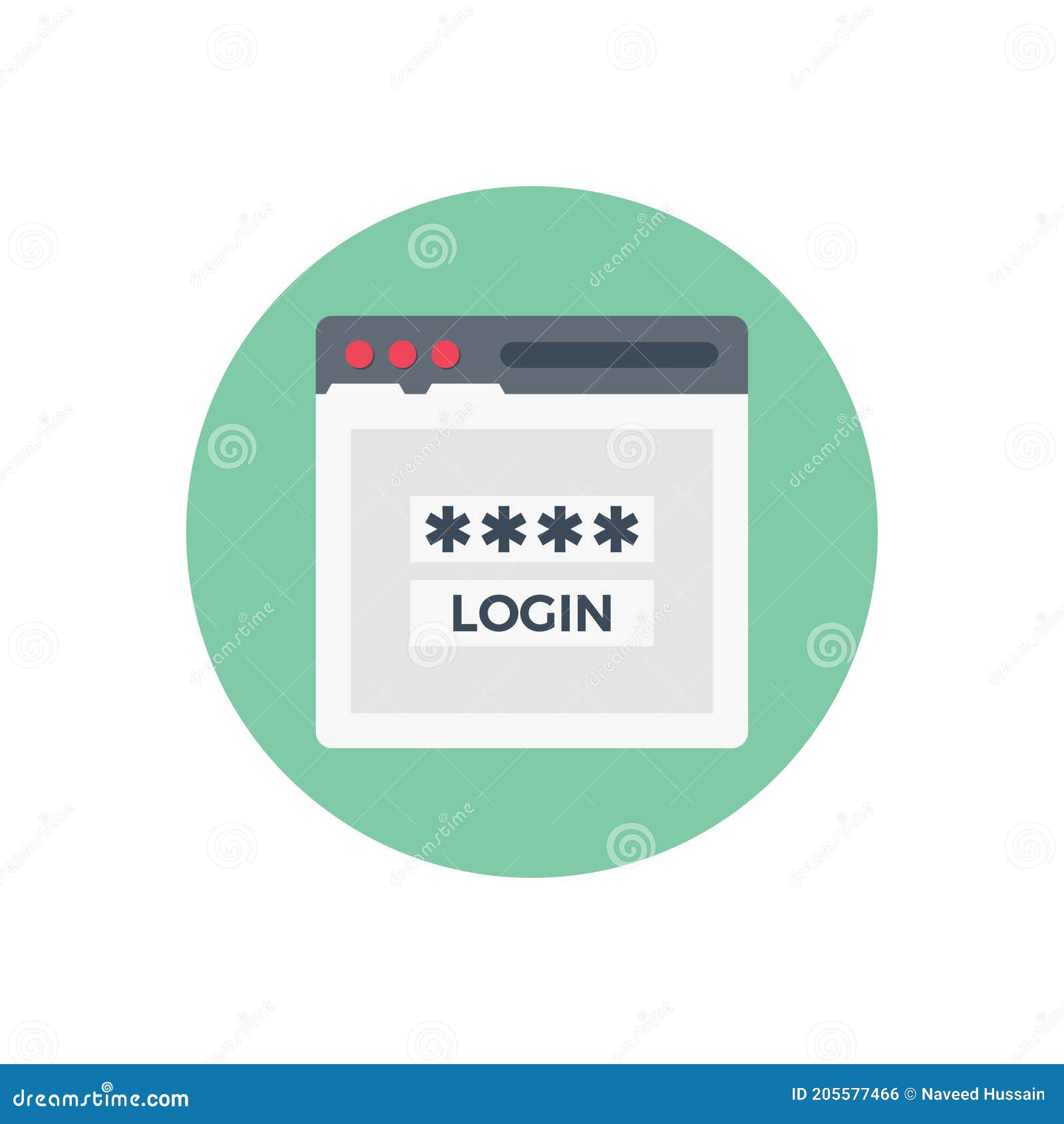 Login Password Vector Flat Colour Icon Stock Vector - Illustration of ...