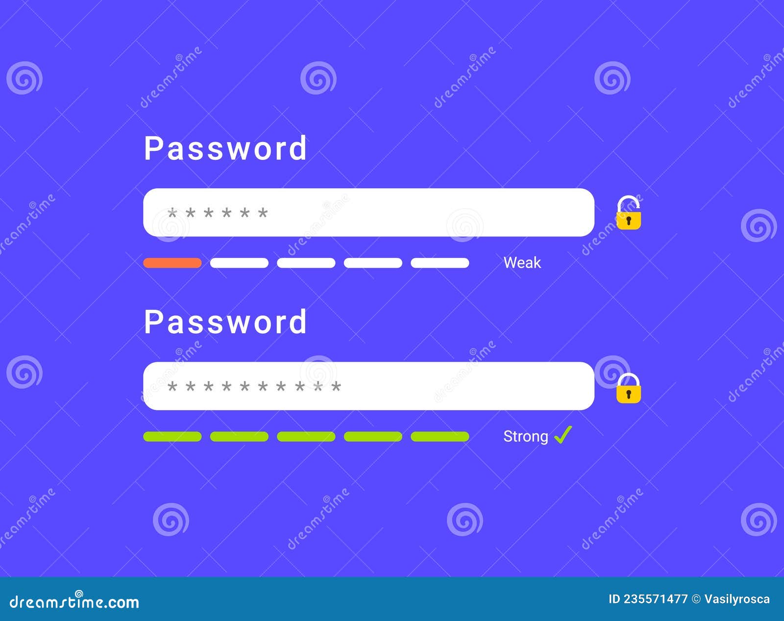 Login Password Weak Strong Account Registration. Login Password Form ...
