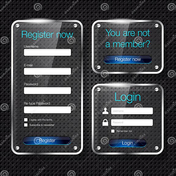 Login and Register Glass Web Forms Stock Vector - Illustration of ...