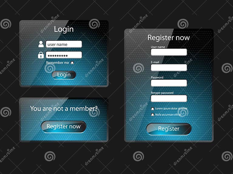 Login and Register Web Screens Stock Vector - Illustration of banking ...