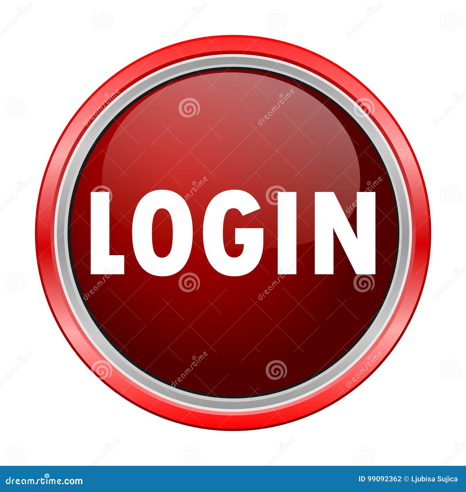 Login Round Metallic Red Button Stock Vector - Illustration of security ...
