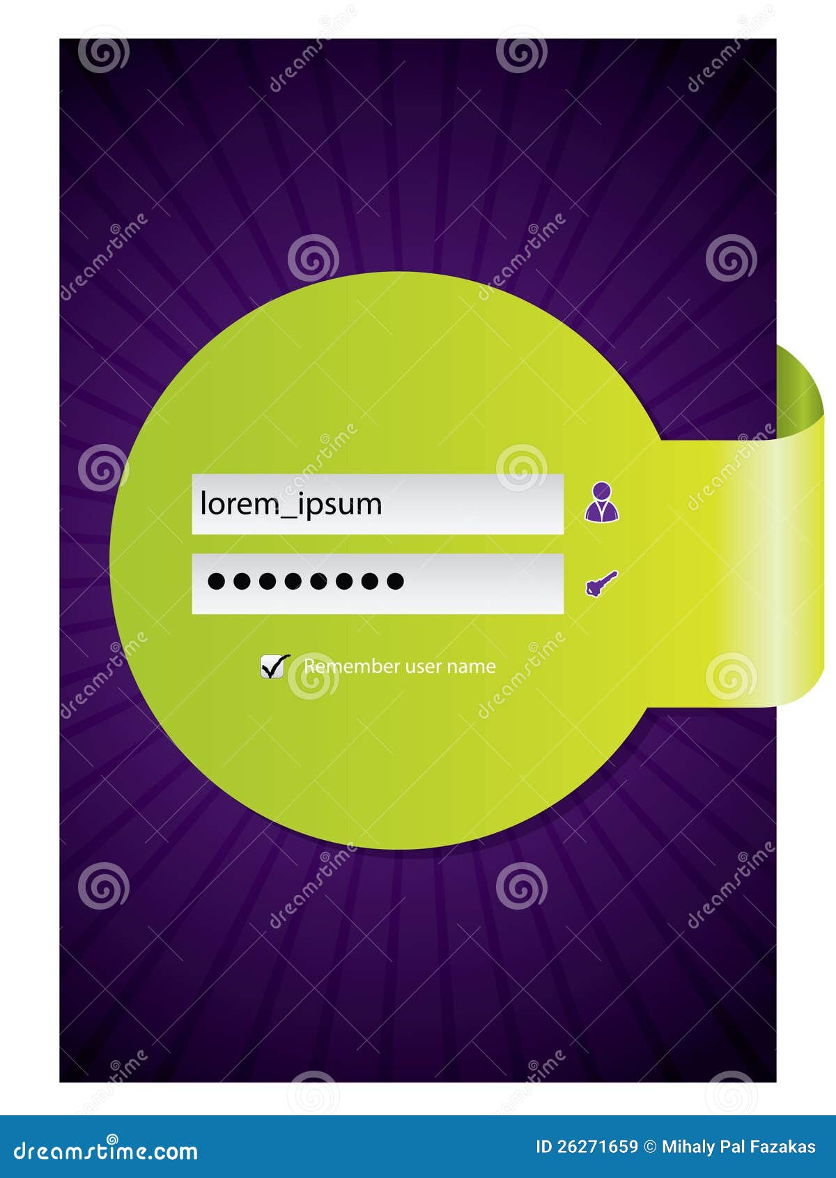 Login Screen Design with Green Ribbon Stock Vector - Illustration of ...