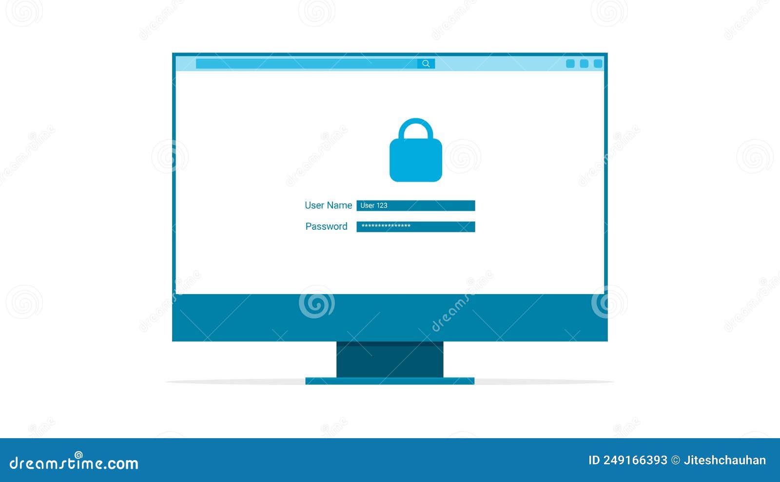 Login Screen Flat Vector Illustration Stock Vector - Illustration of ...
