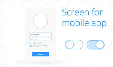 Login Screen for Mobile App Stock Vector - Illustration of user, switch ...