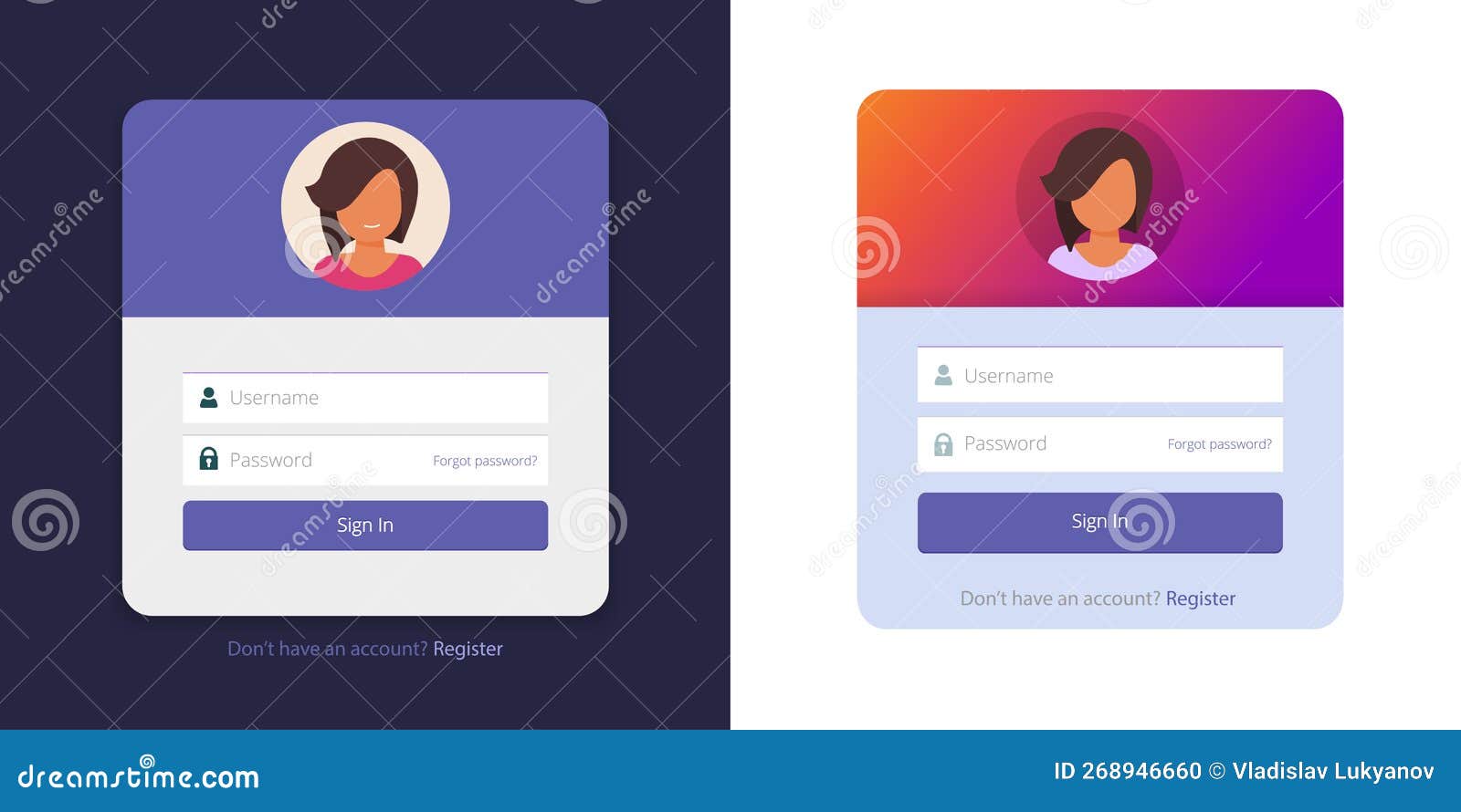 Login Screen from Page Ui Set for Mobile Web Site Modern Design Vector ...