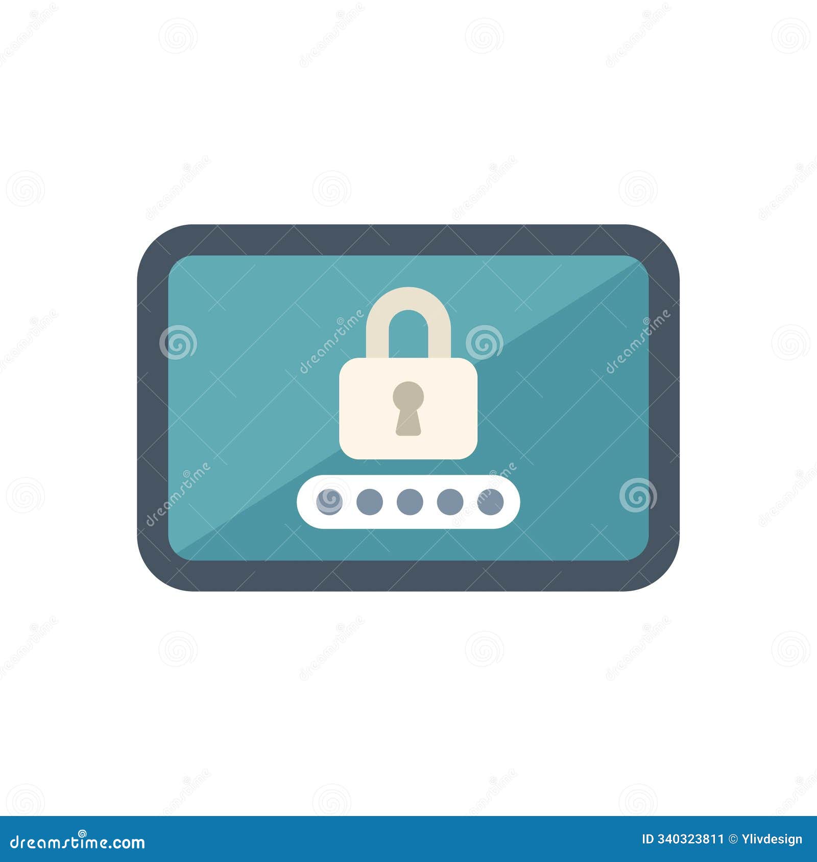 Login Screen Showing Password Protection With Padlock Symbol And Input Field On Computer Monitor