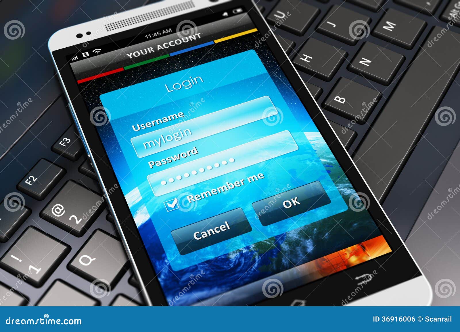 Login screen on smartphone stock illustration. Illustration of email ...