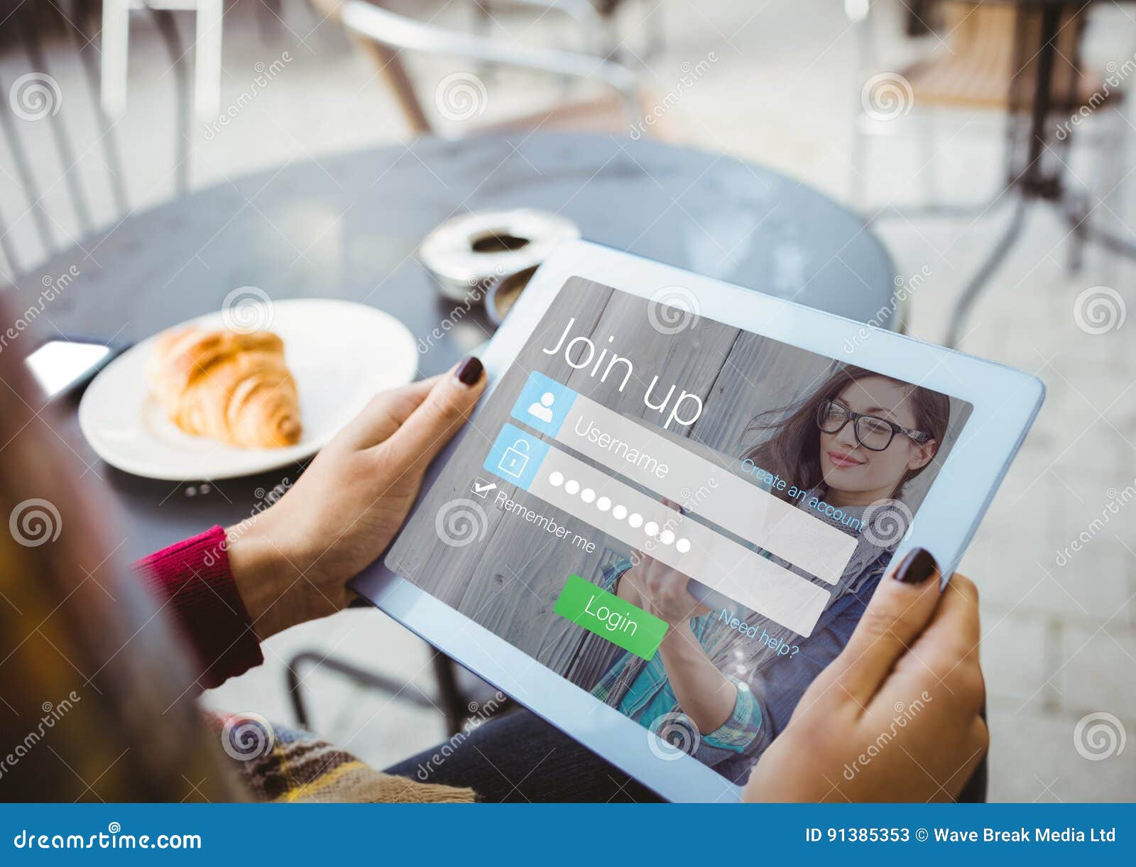 Login screen on a tablet. stock image. Image of create - 91385353