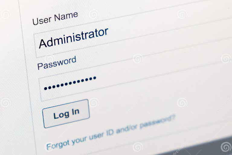 Login Screen. Username and Password on Computer Screen Stock Image ...