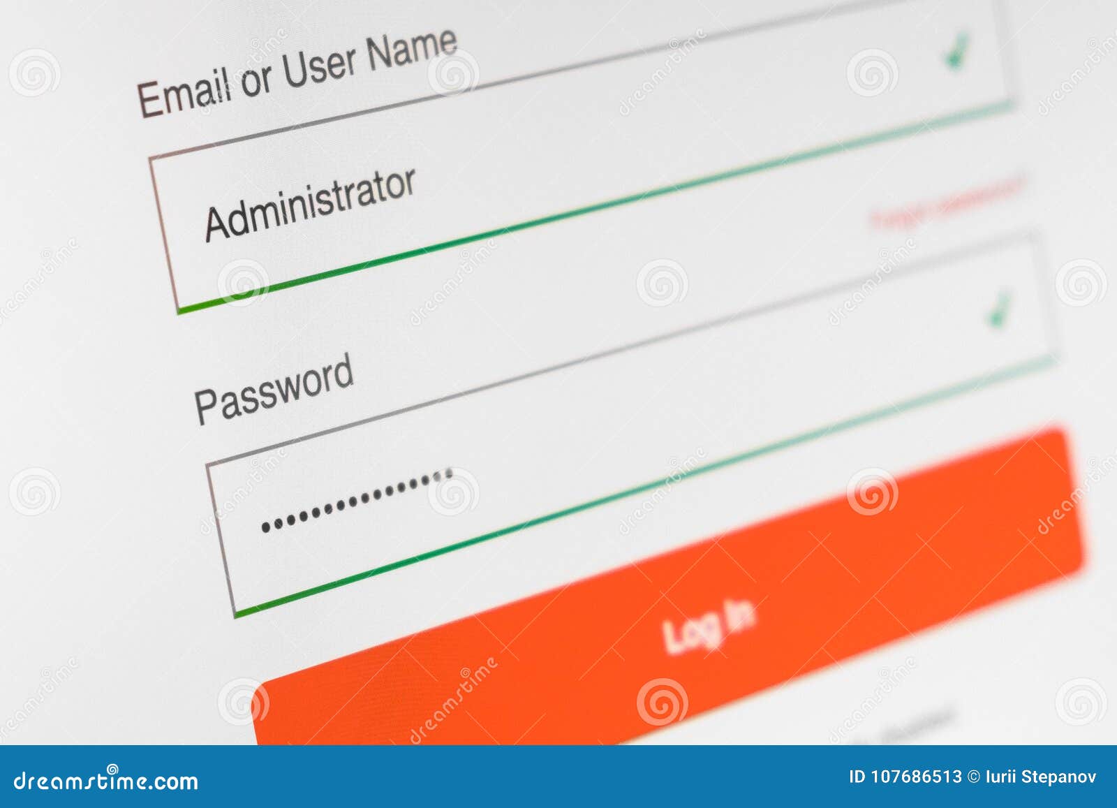 Login Screen. Username and Password on Computer Screen Stock Image ...