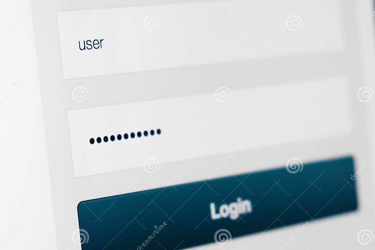 Login Screen. Username and Password on Computer Screen Stock Image ...