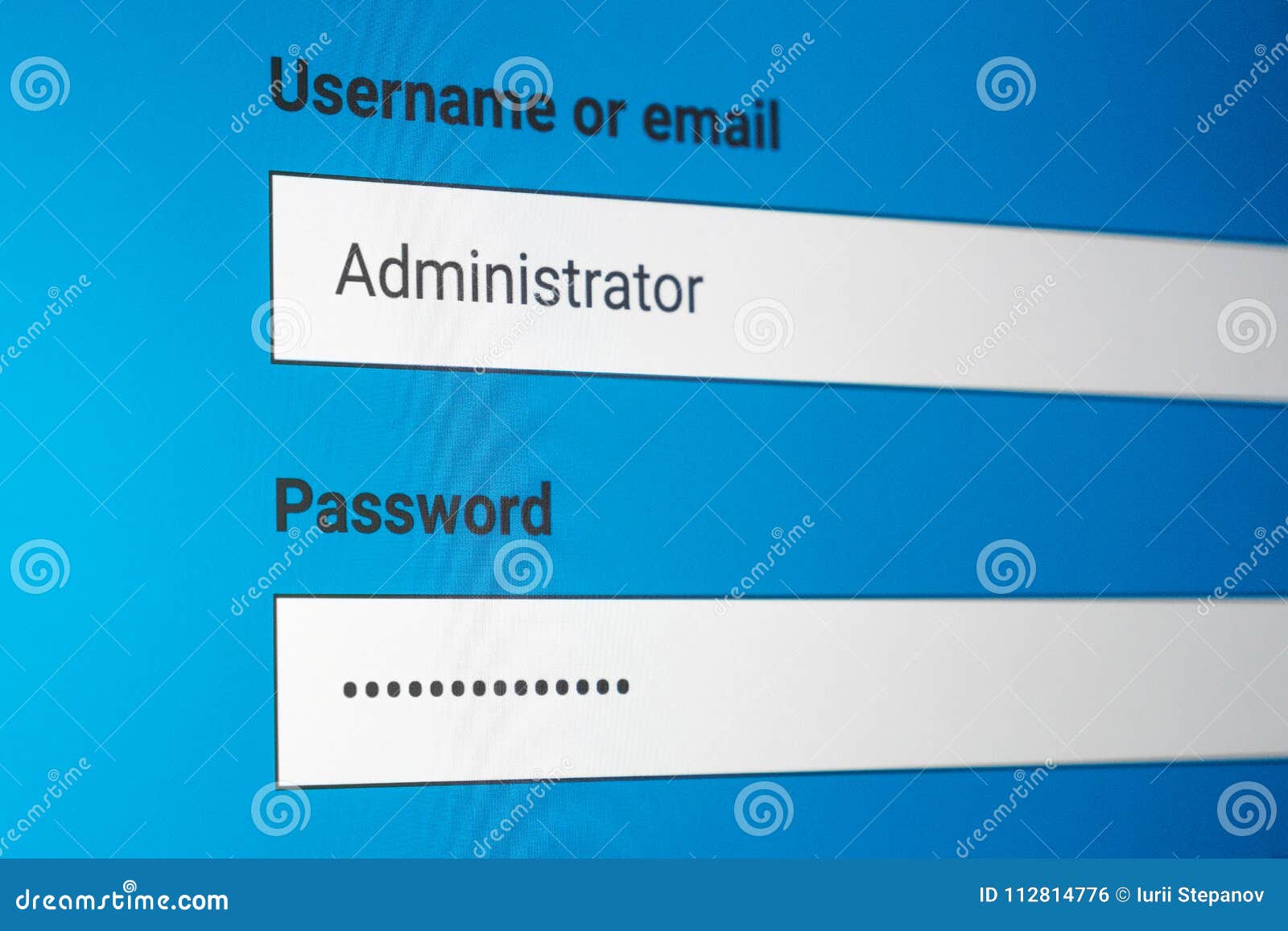 Login Screen. Username and Password on Computer Screen Stock Photo ...