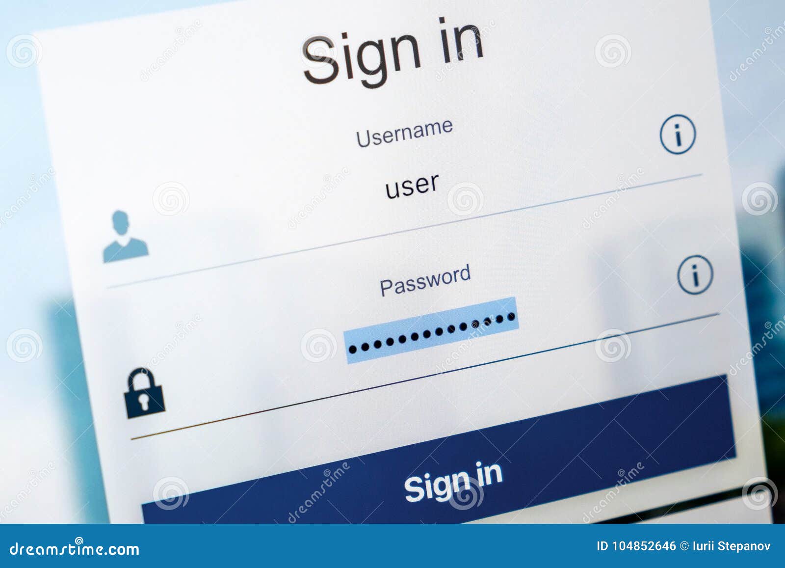 Login Screen. Username and Password on Computer Screen Stock Photo ...