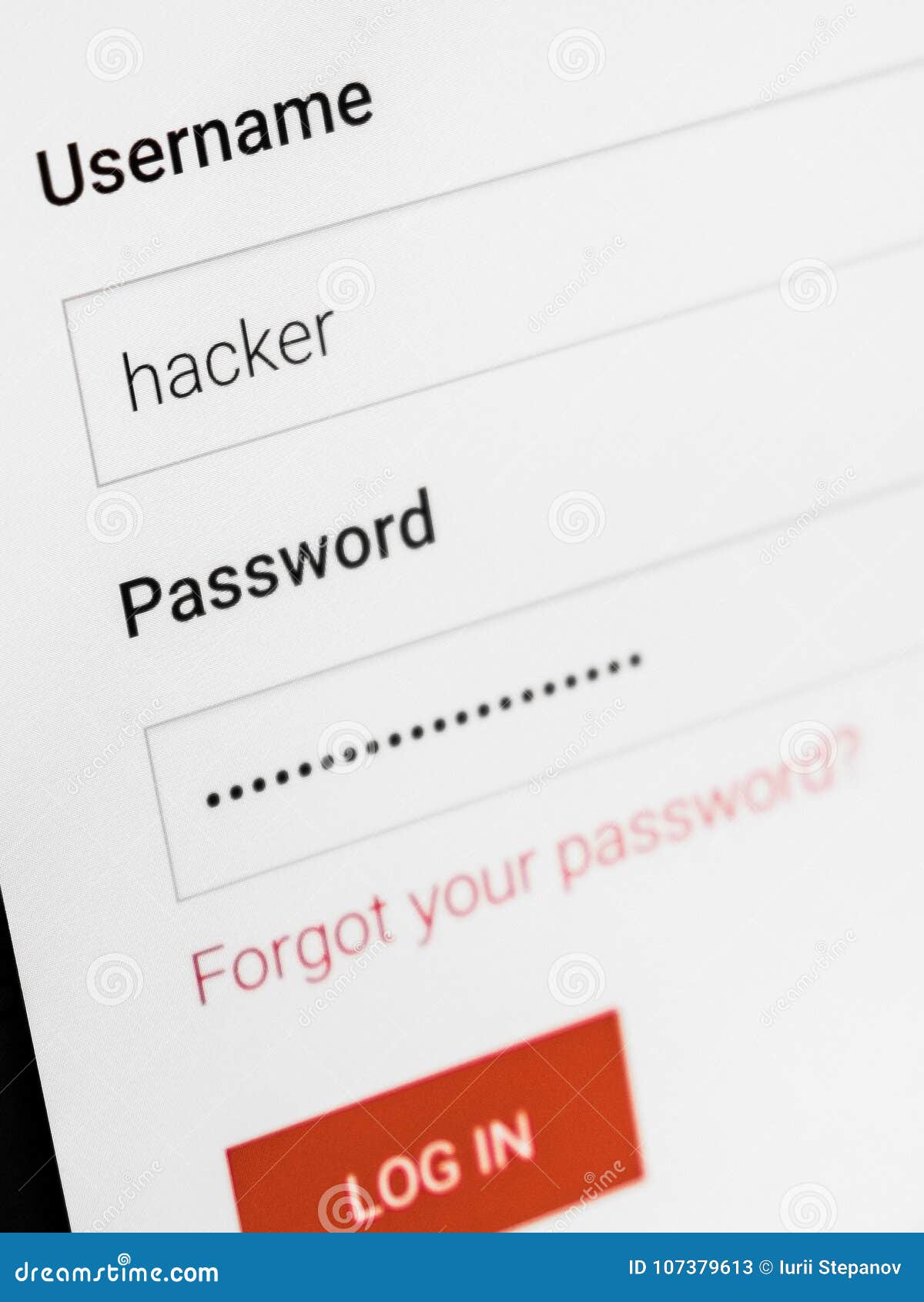 Login Screen. Username and Password on Computer Screen Stock Image ...