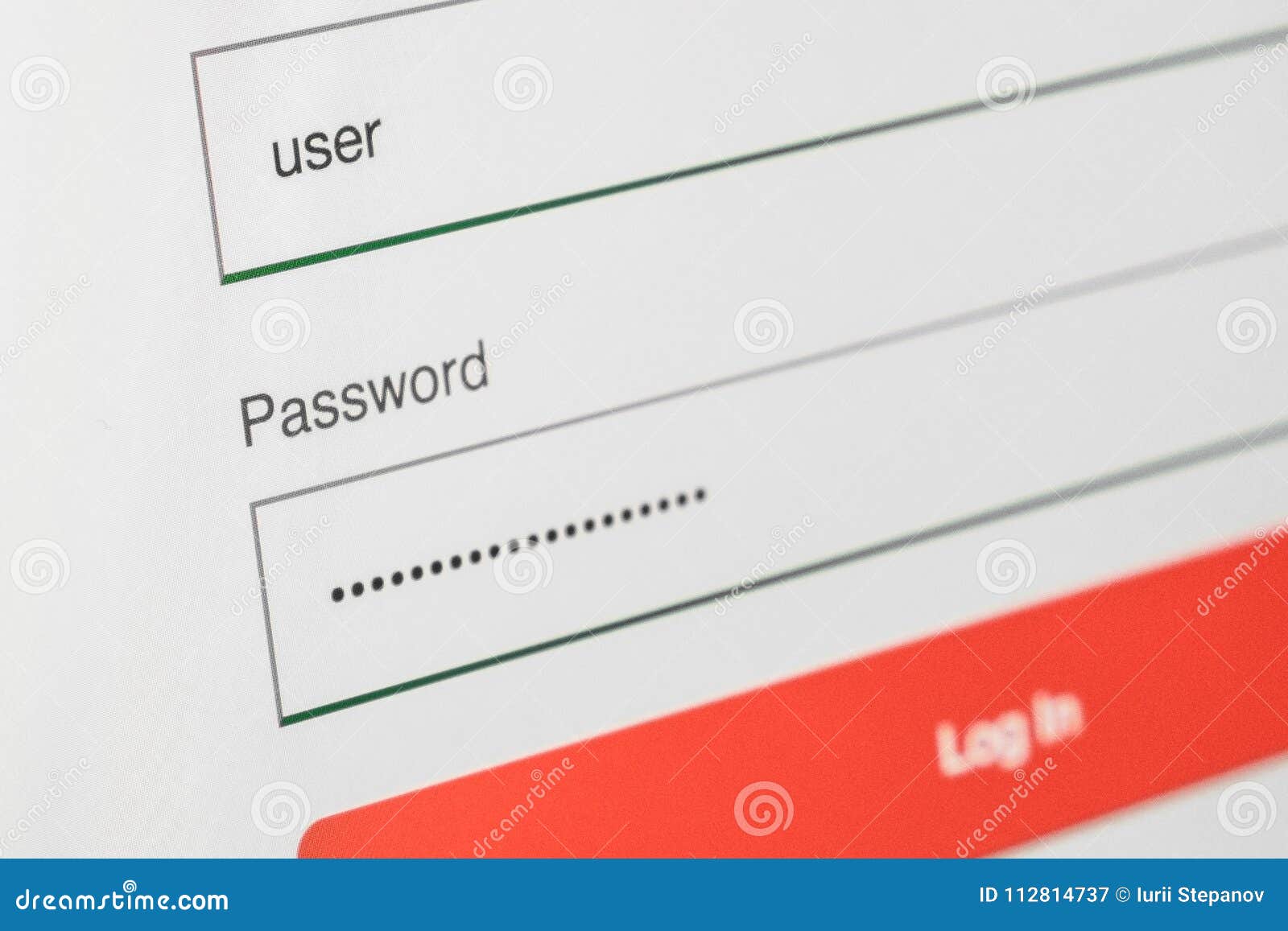 Login Screen. Username and Password on Computer Screen Stock Image ...