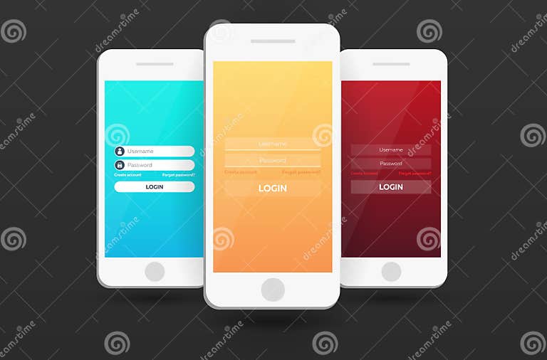 Login Screens Mobile App. Material Design UI, UX, GUI. Responsive ...