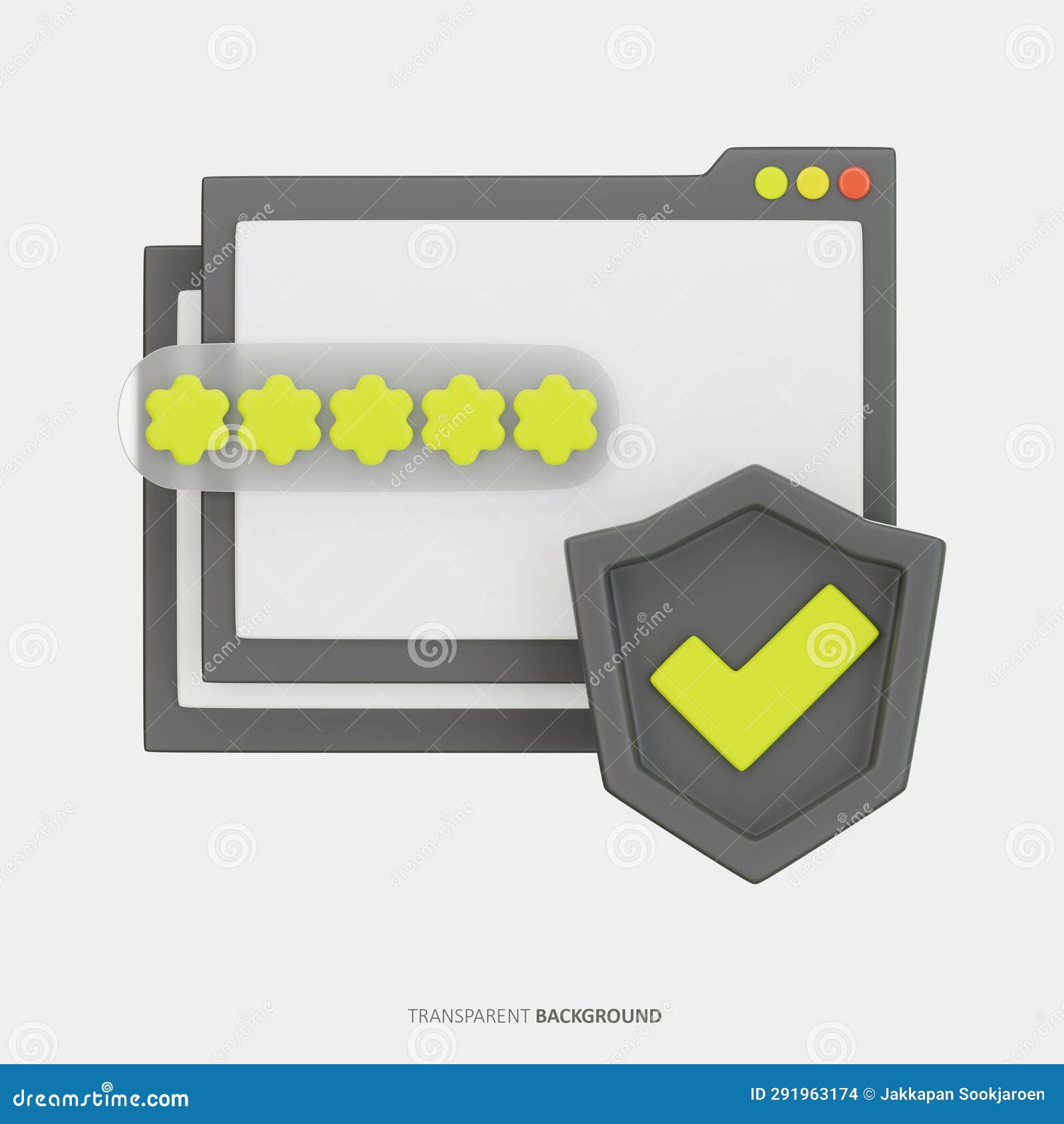 Login Security 3D Illustration Transparent Background Stock ...