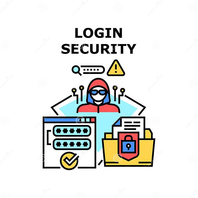 Login Security Icon Vector Illustration Stock Vector - Illustration of ...