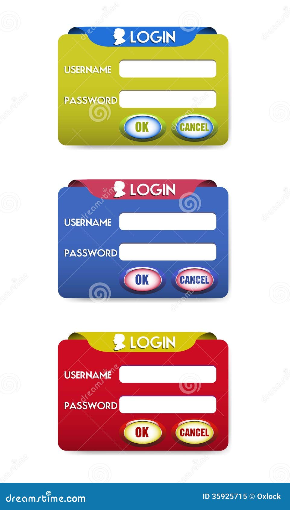 Login set design stock vector. Illustration of cancel - 35925715