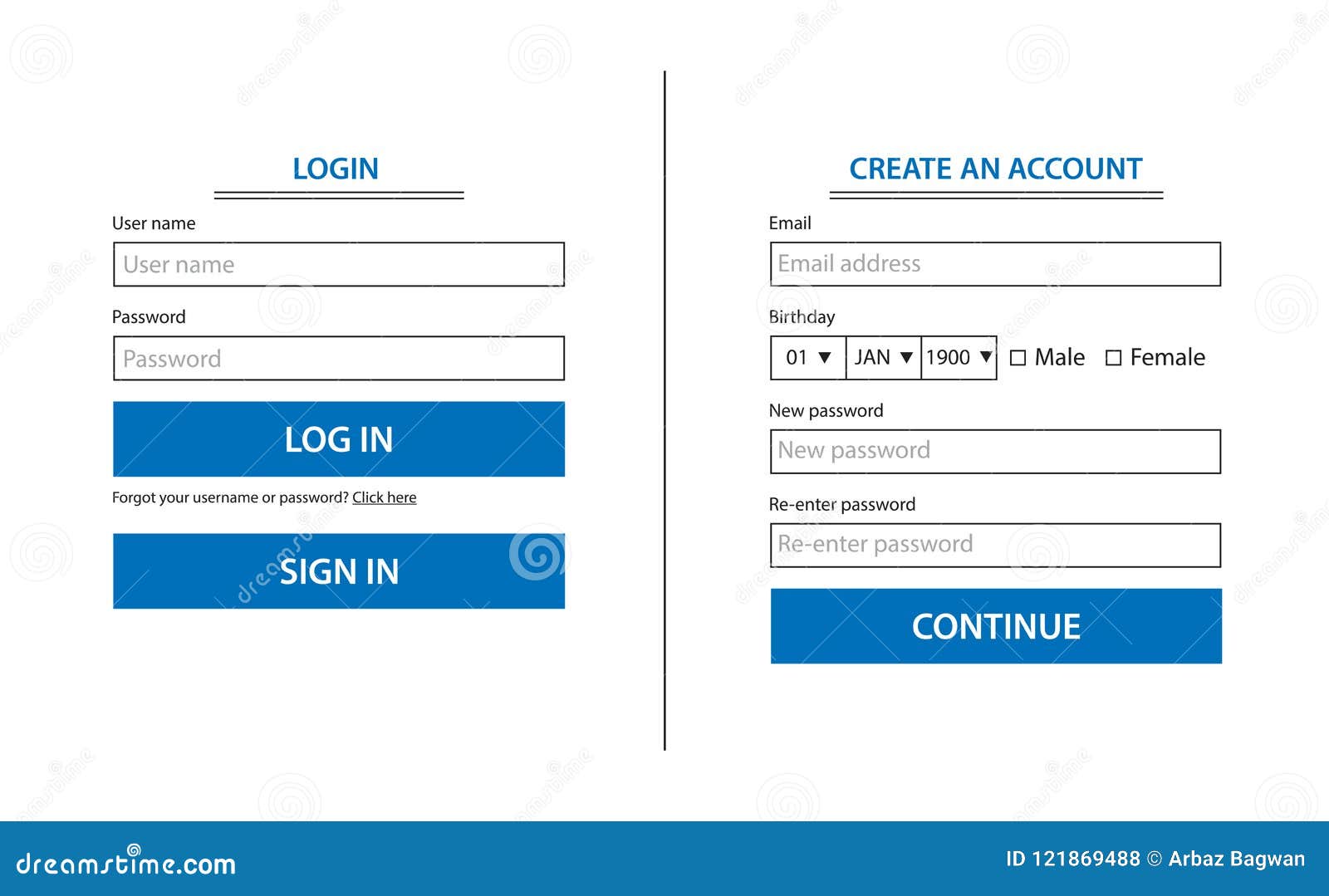 Login signin user stock vector. Illustration of blue - 121869488