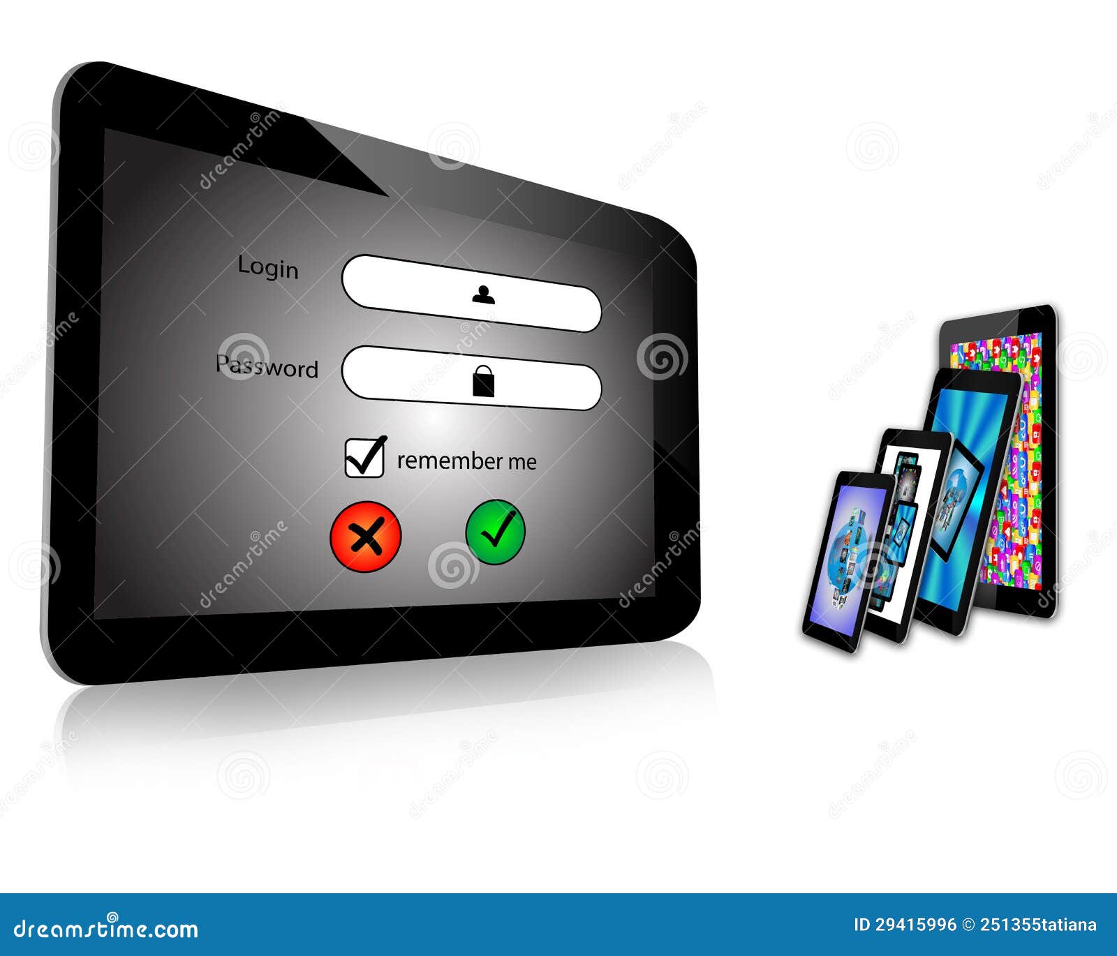 Login and tablet stock illustration. Illustration of account - 29415996