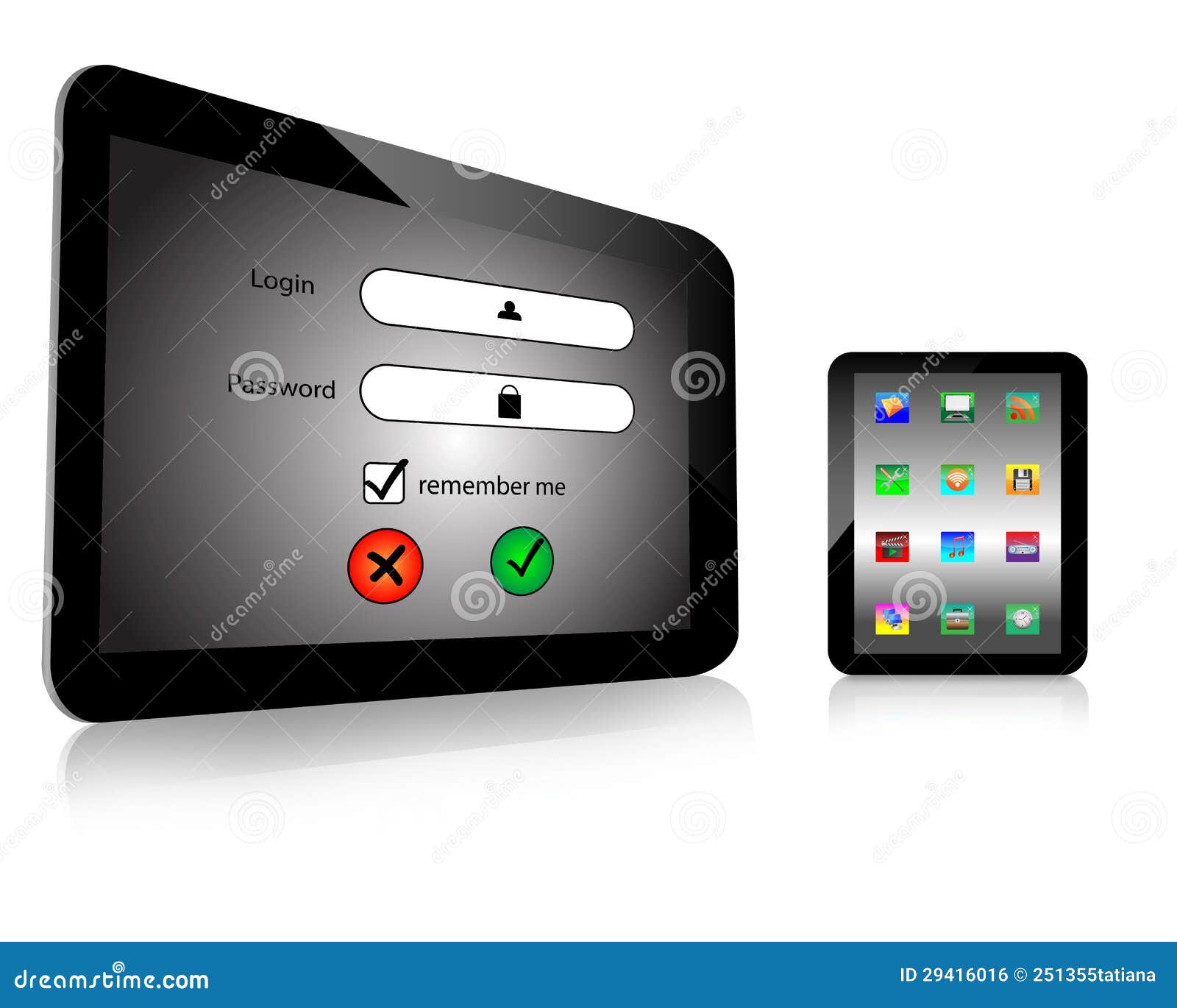 Login and tablet stock illustration. Illustration of laptop - 29416016