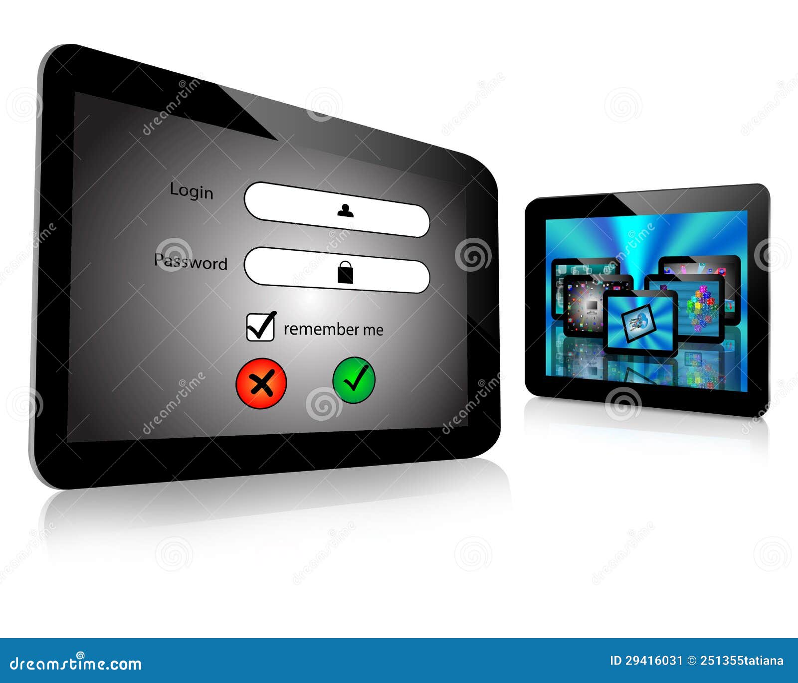 Login and tablet stock illustration. Illustration of object - 29416031