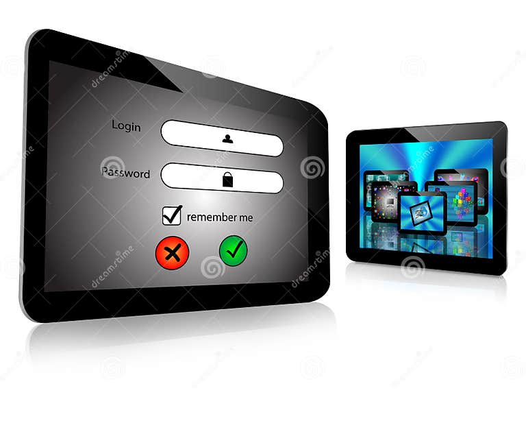 Login and tablet stock illustration. Illustration of object - 29416031