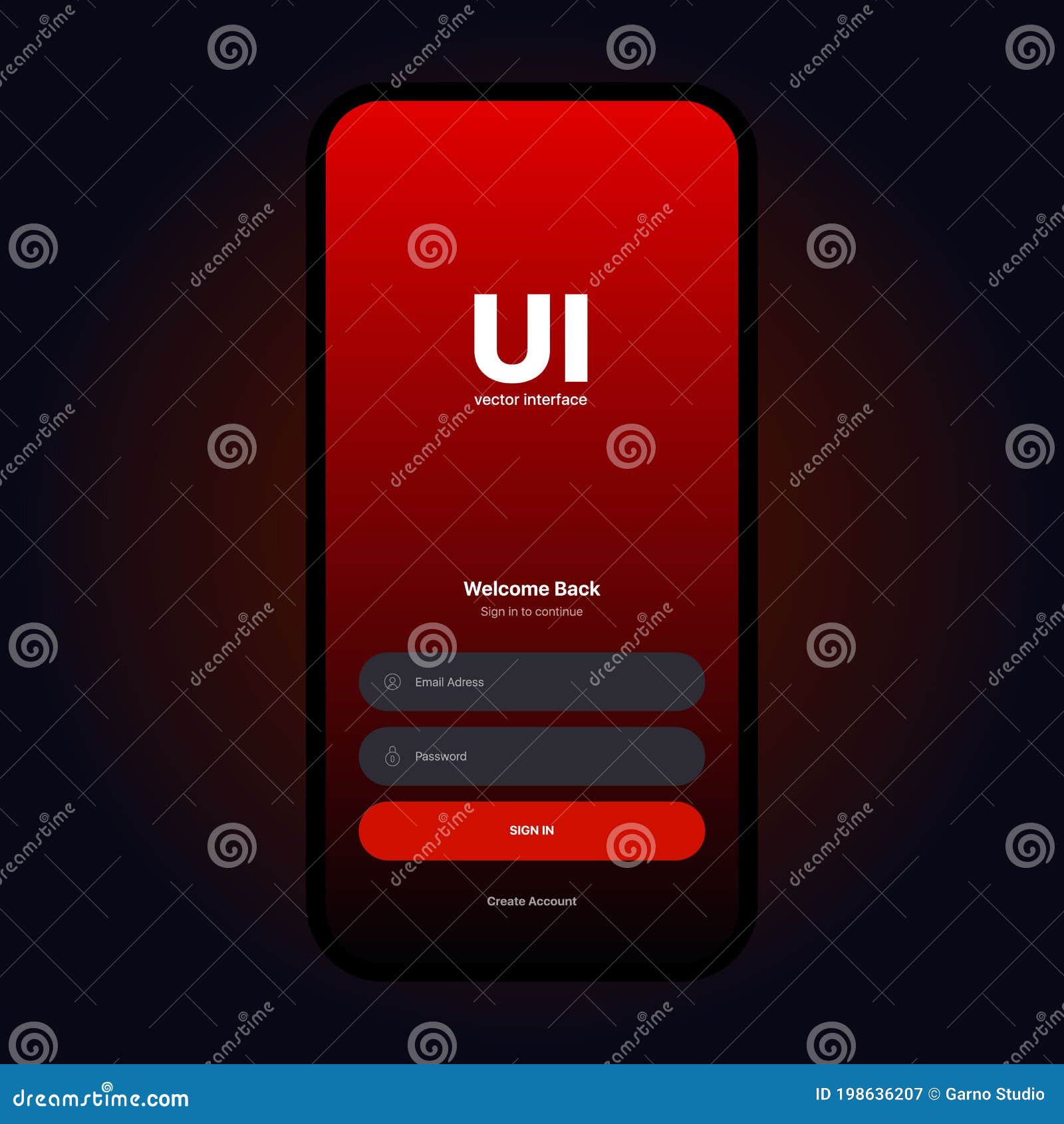 Login UI Interface. Sign in Screen. Mobile App User Interface Design Concept Stock Vector ...