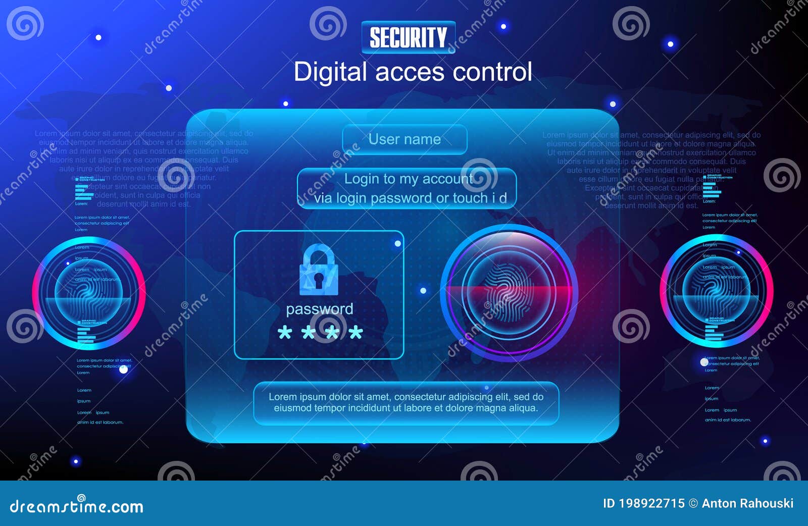 Login User Interface Account Access. Login Via Password or Touch ID ...