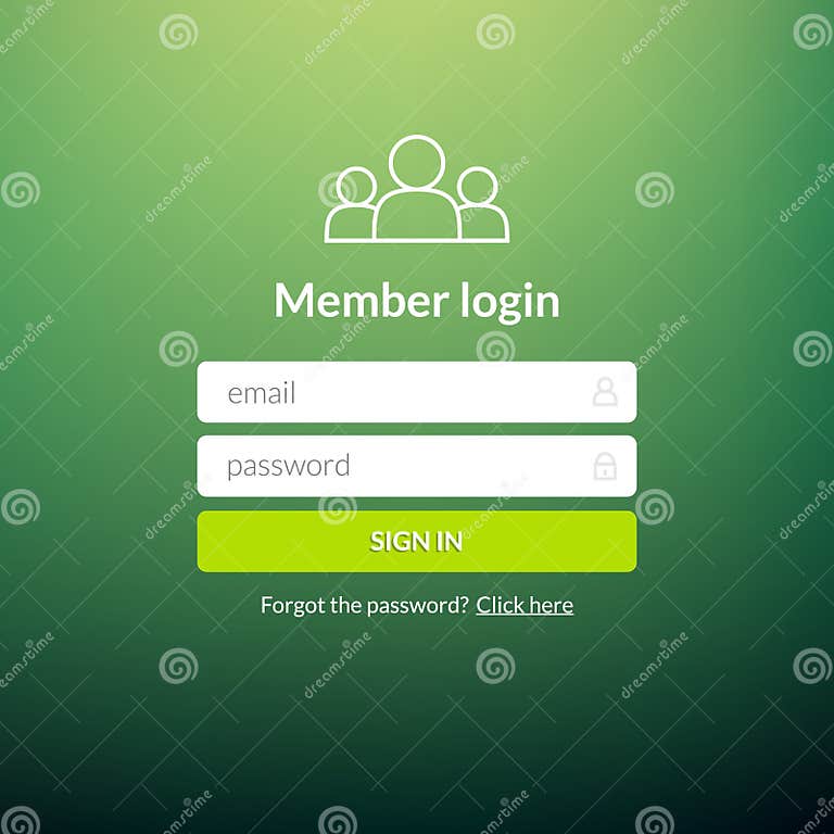 Login User Interface. Sign in Web Element Template Window Stock Vector ...