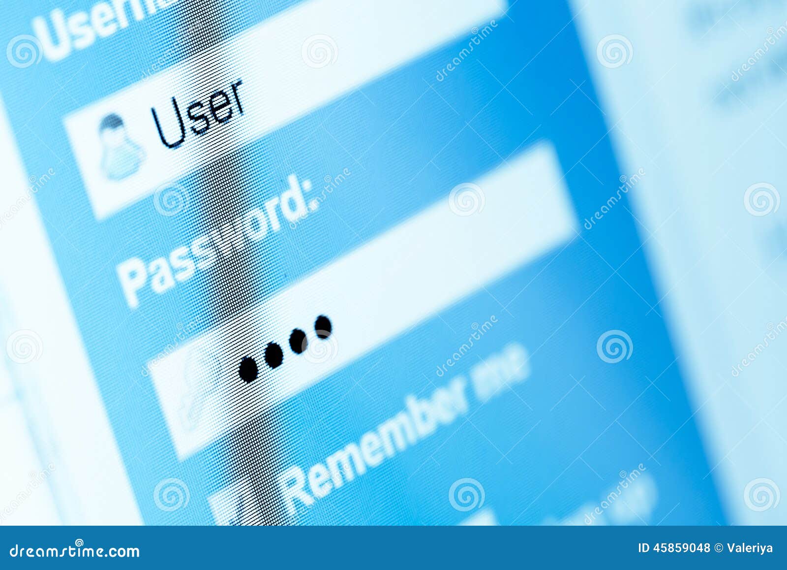 Login with Username and Password on Computer Screen Stock Photo - Image ...