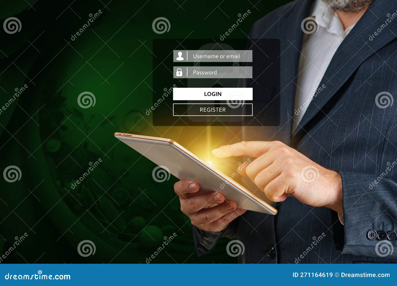 Login Using Digital Device. Man Hand Using Online Banking E-commerce ...