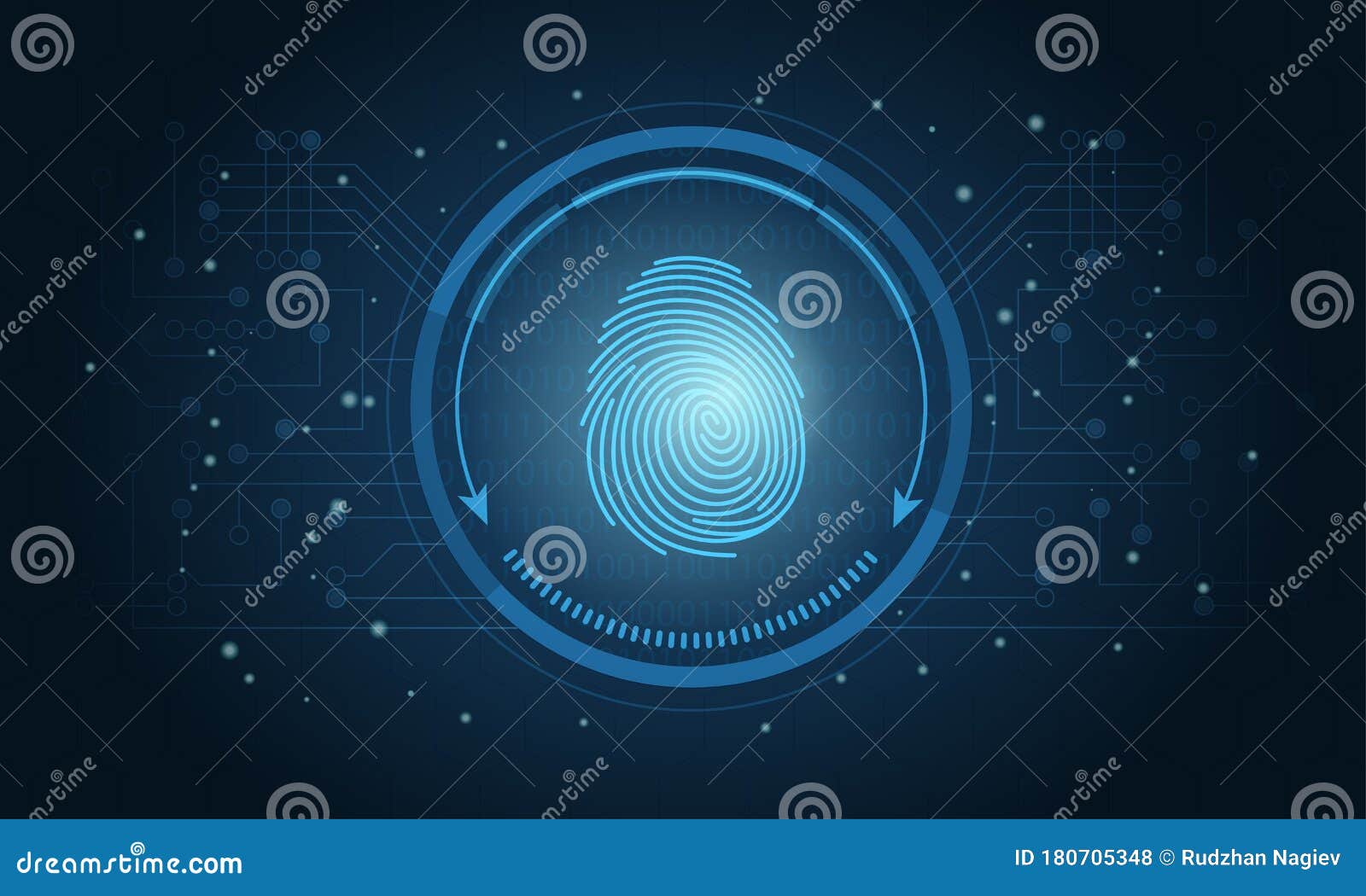 Login Using Fingerprint Identification Stock Vector - Illustration of ...