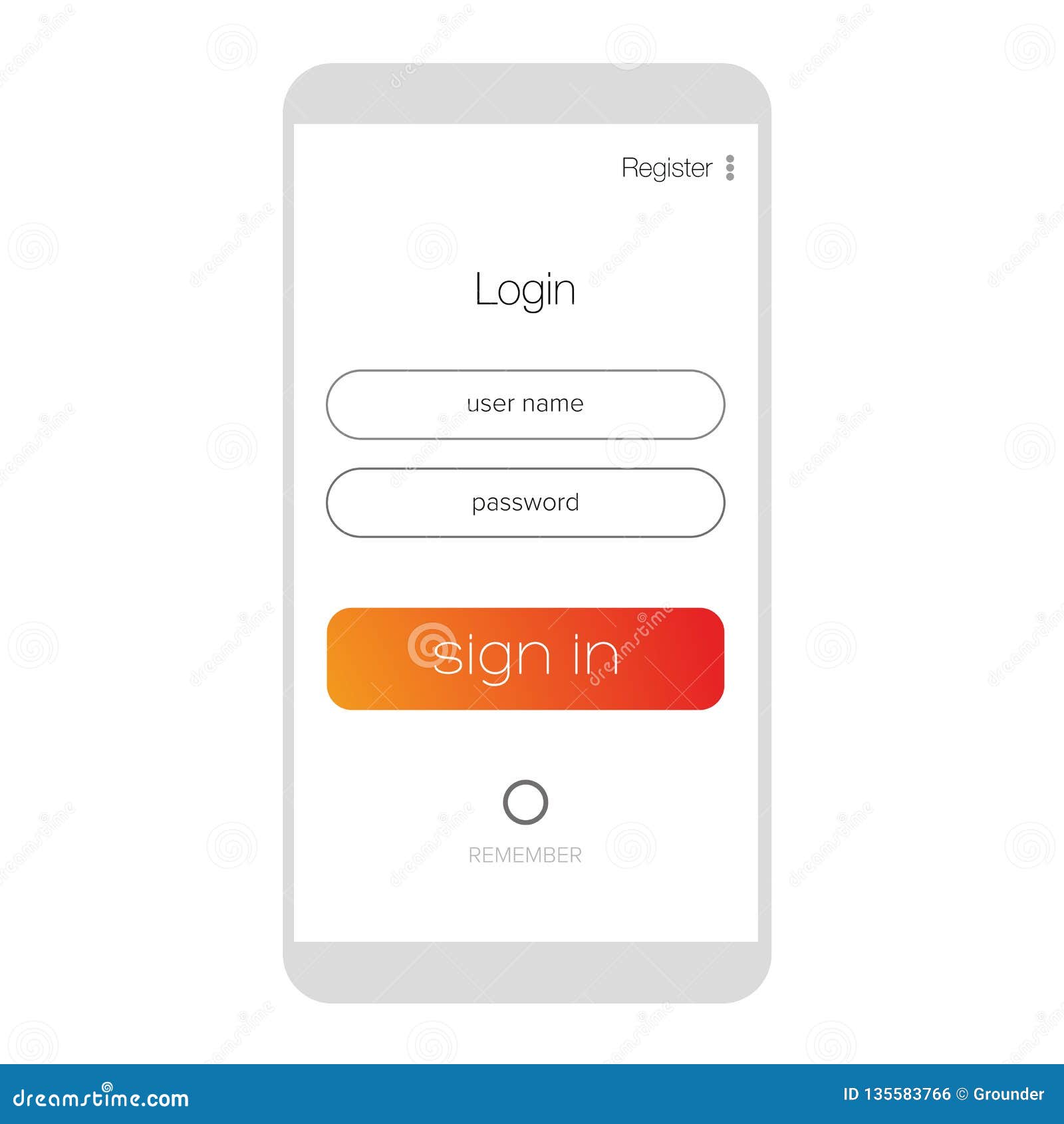 Login UX mobile app stock vector. Illustration of design - 135583766