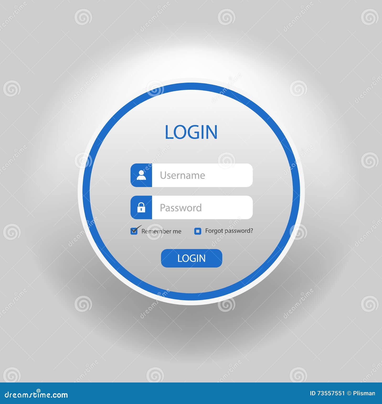 Login Web Blue Round Screen Template Stock Vector - Illustration of ...