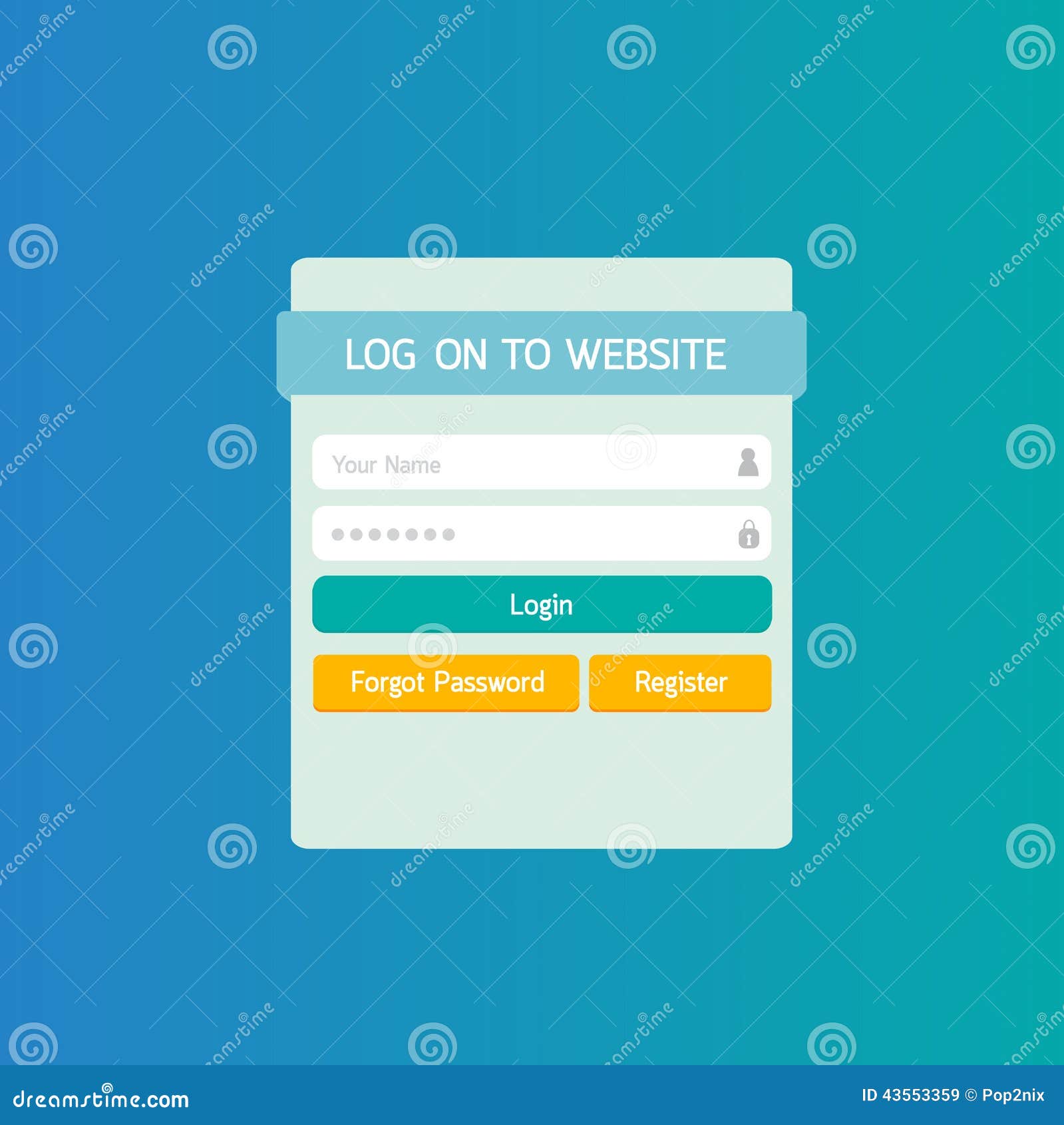 Login Website Template Flat Design. Cartoon Vector | CartoonDealer.com ...