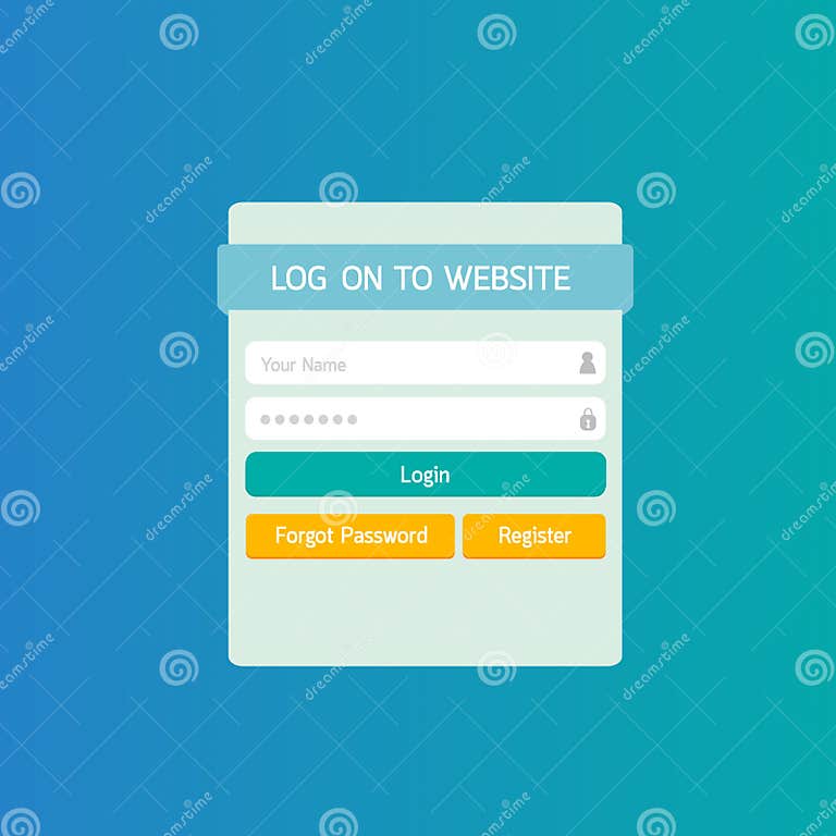 Login Website Template Flat Design. Stock Vector - Illustration of ...
