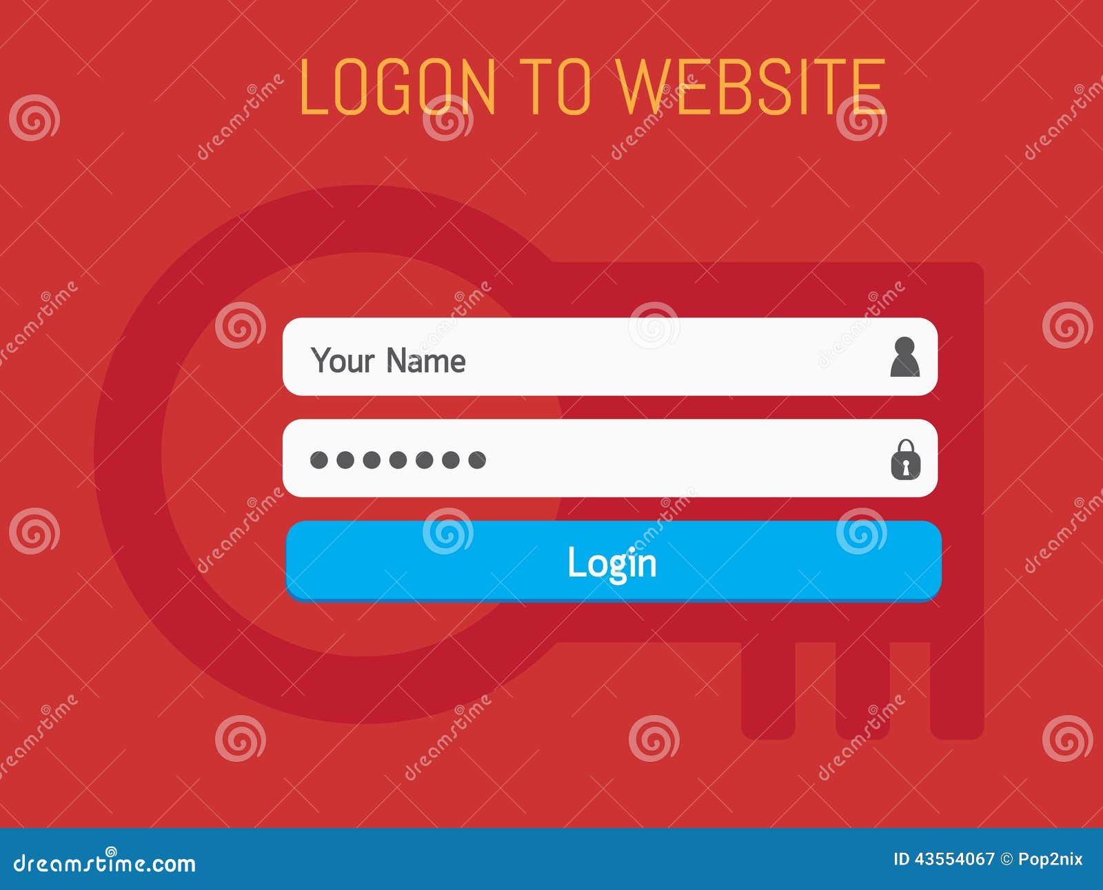 Login Website Template Flat Design. Stock Vector - Illustration of ...
