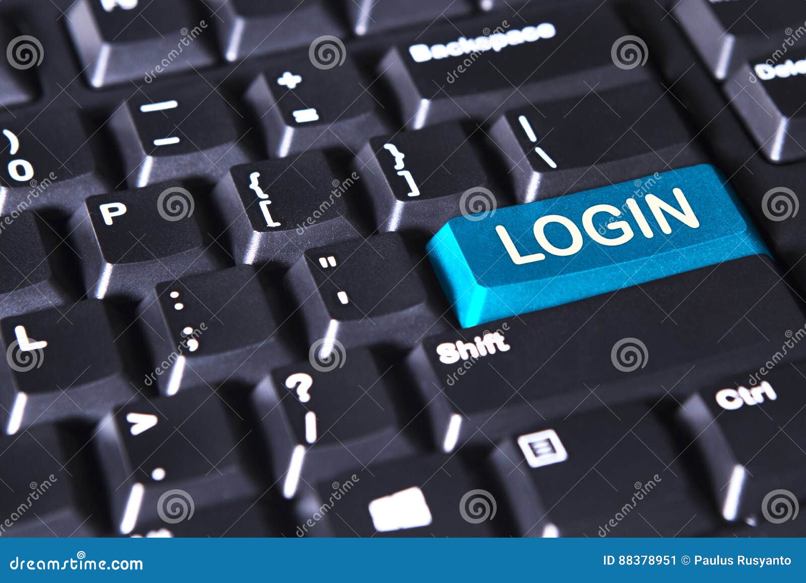 Login Word on the Blue Button Stock Image - Image of computer, button ...